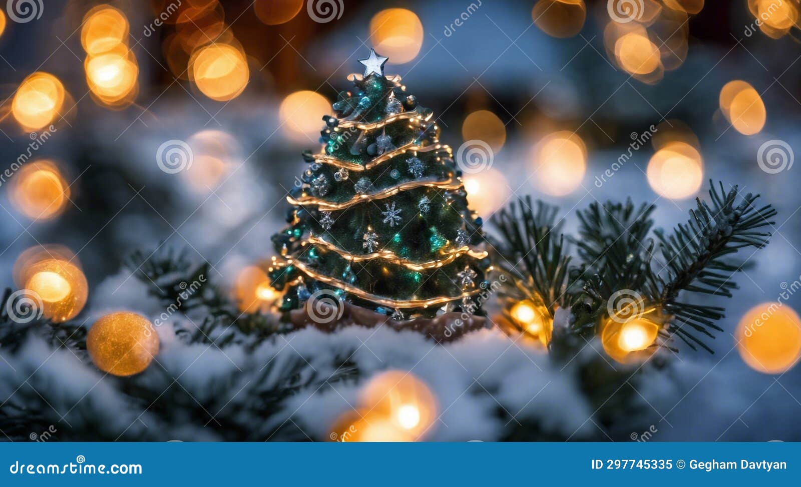 Christmas Scene with Christmas Decorations, Snow on the Houses ...