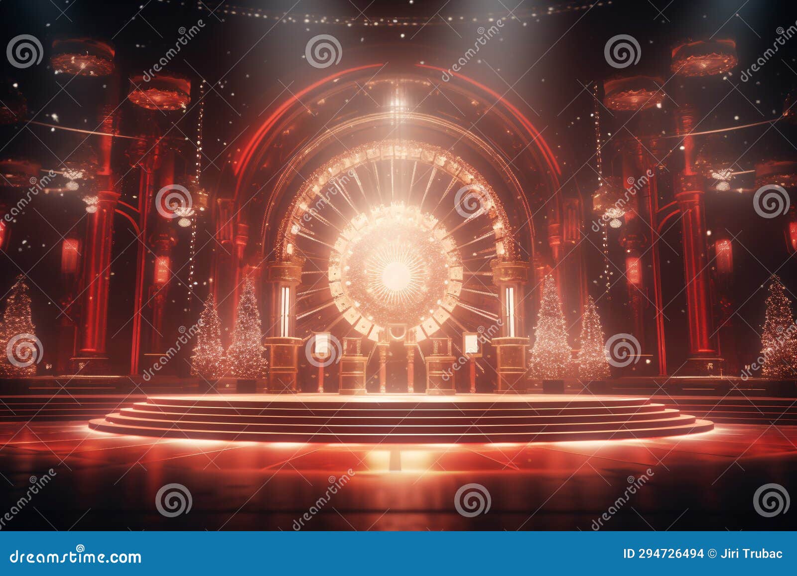 A Christmas Scene with a Large Christmas Stage in the Middle ...