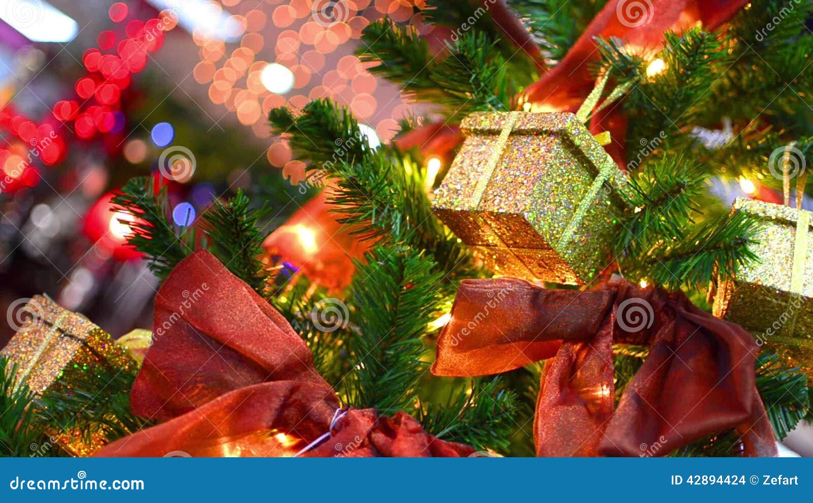 Christmas Scene with Tree Gifts and Lights Stock Footage - Video of ...
