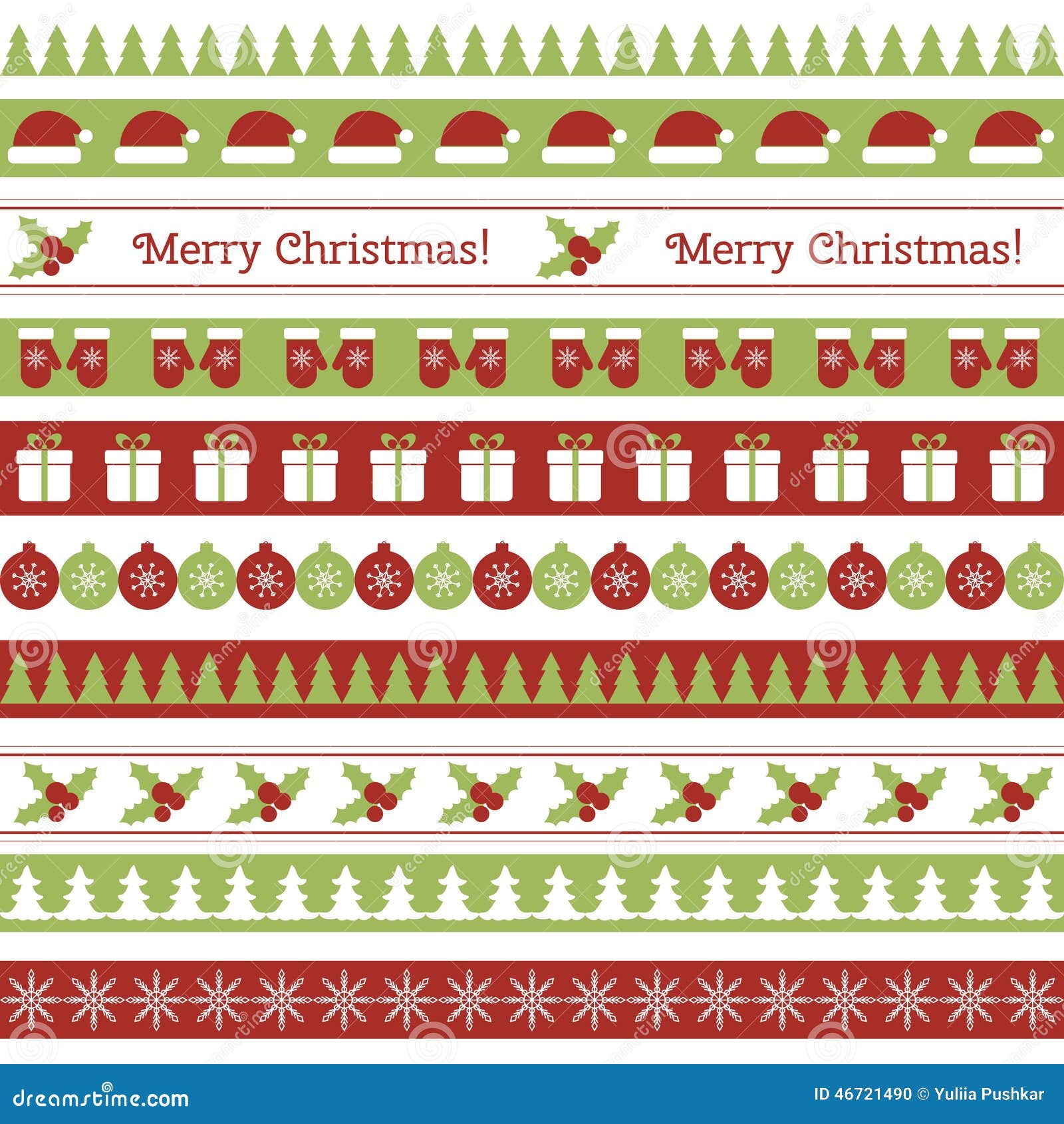 Christmas seamless borders stock vector. Illustration of frame - 46721490