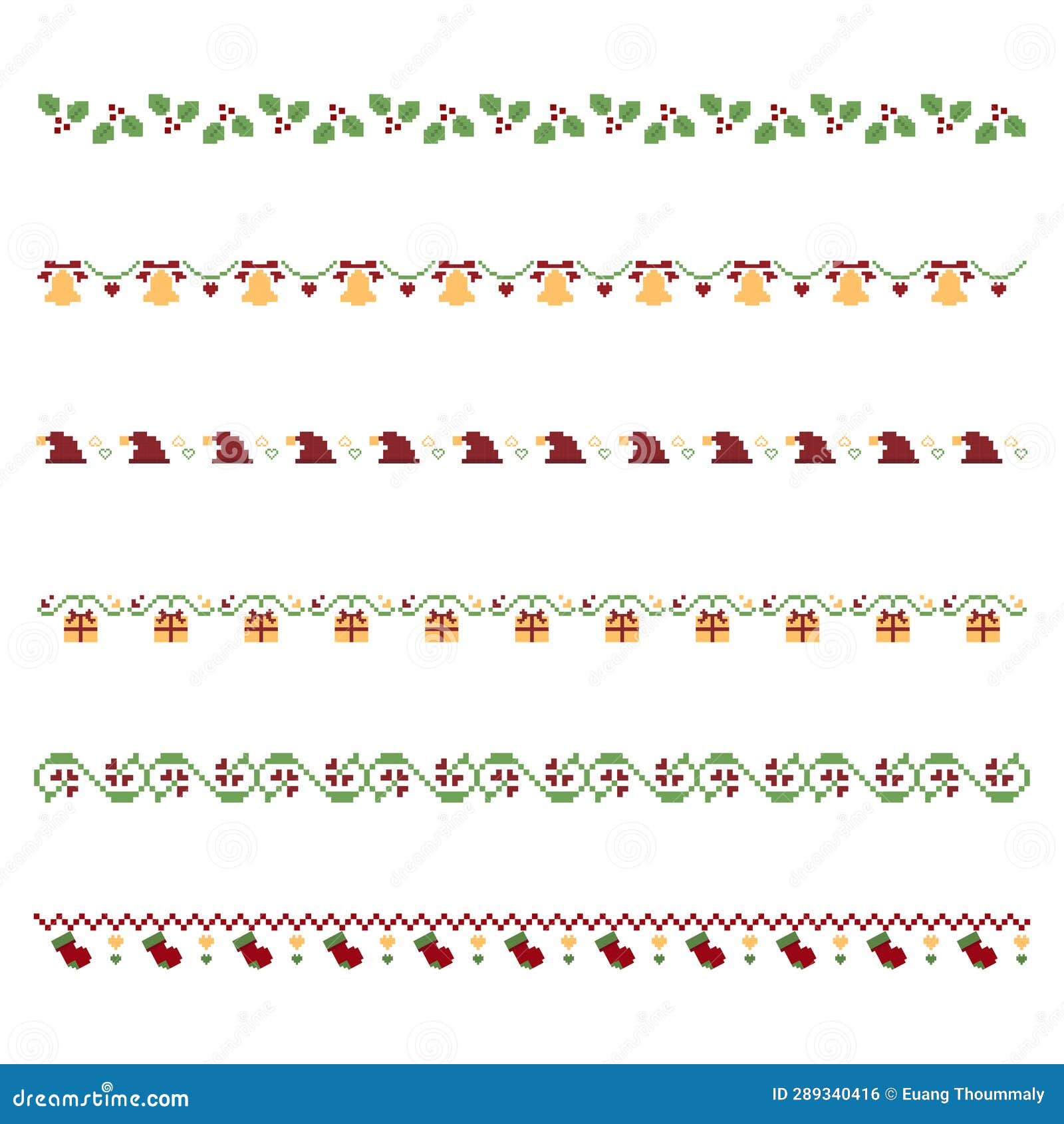 Christmas Seamless Pattern Border Pixel Art Stock Illustration ...