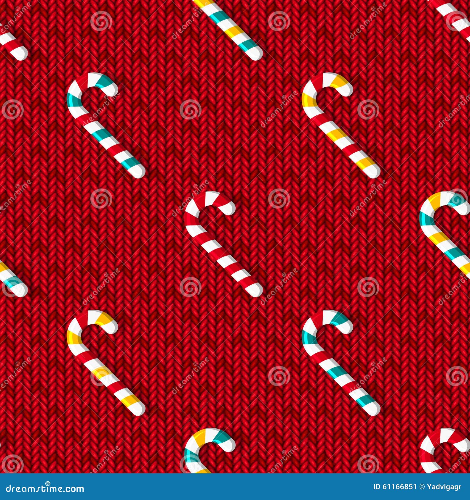 Christmas Seamless Pattern with Candy on Knitted Background Stock ...