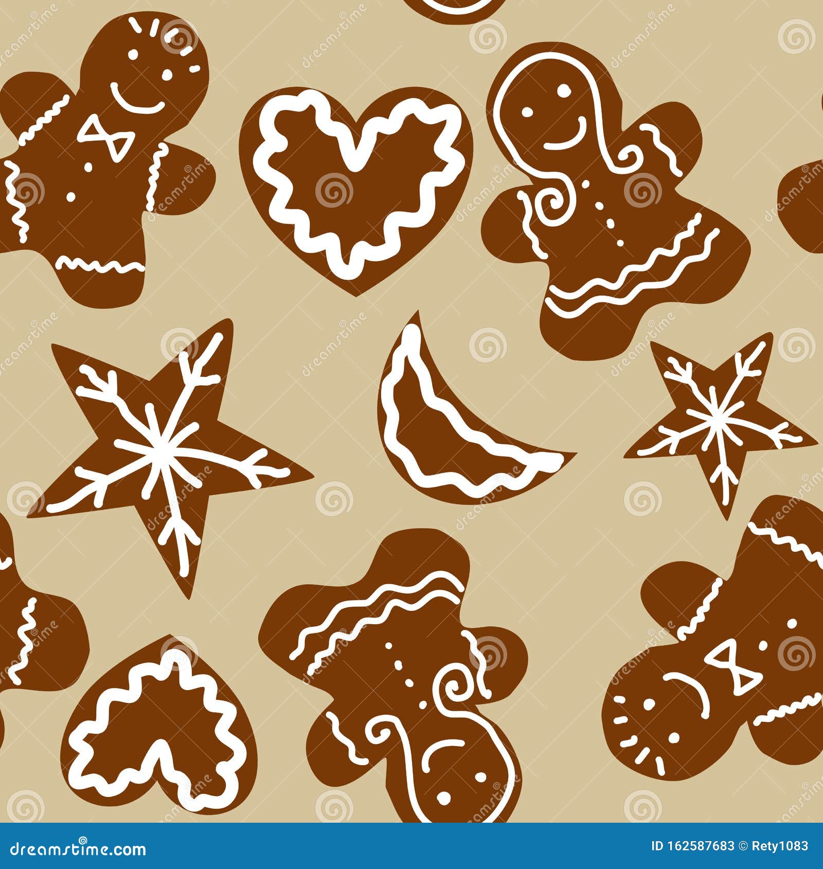 Christmas Seamless Pattern, Gingerbread Winter Surface Pattern, Winter ...