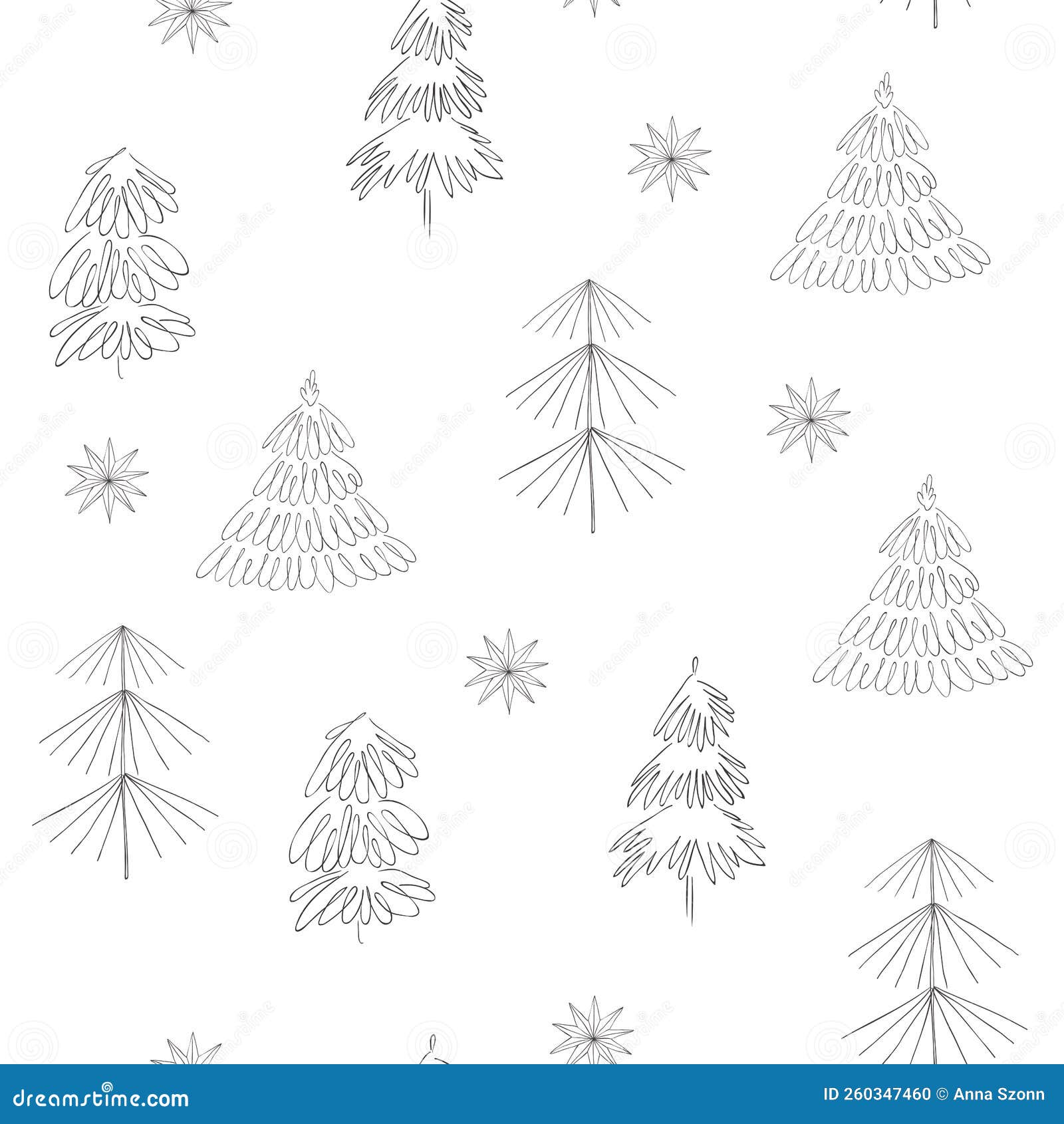 Christmas Seamless Pattern. Line Art Ornament Stock Illustration ...