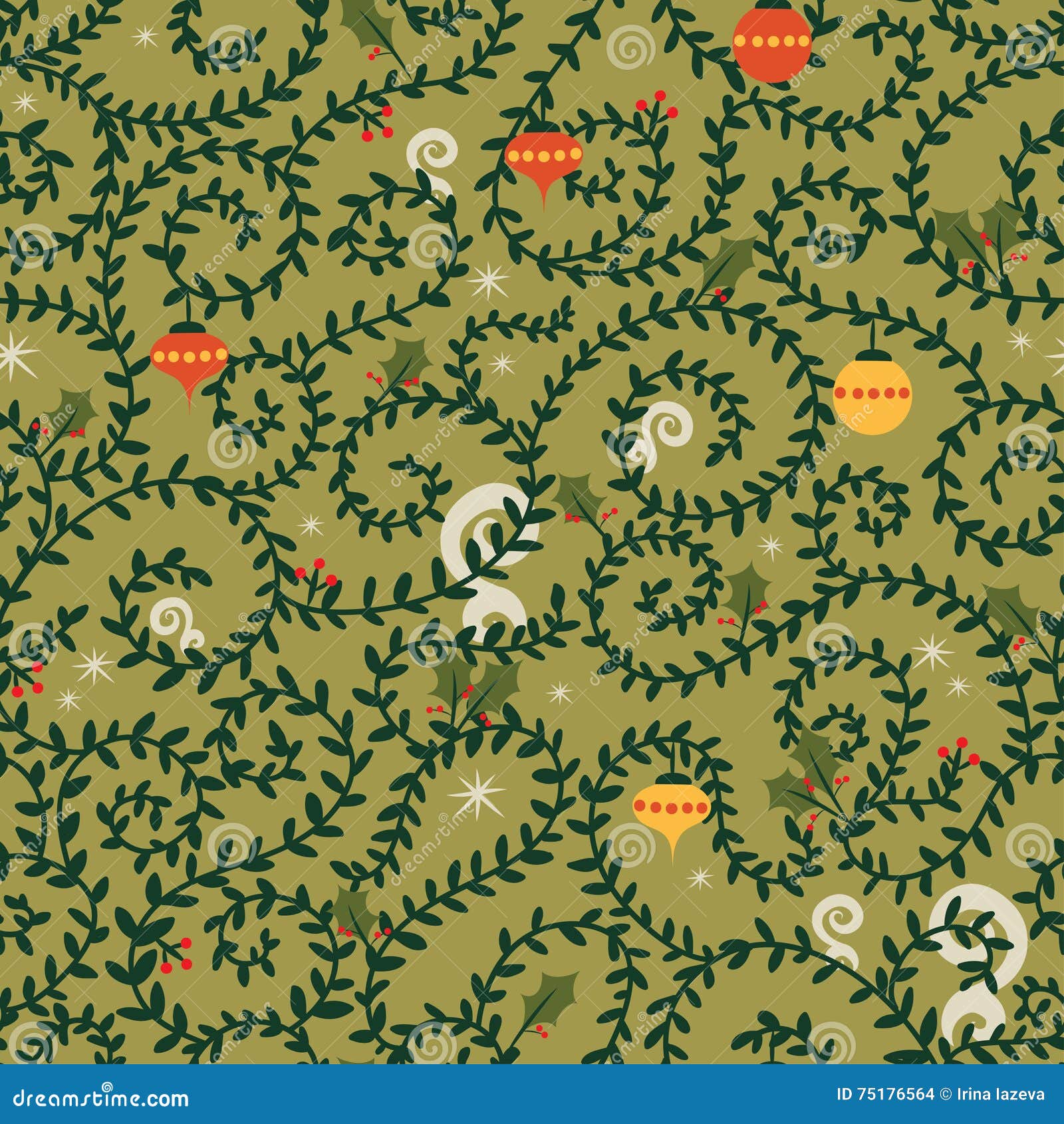 Christmas seamless texture stock vector. Illustration of green - 75176564