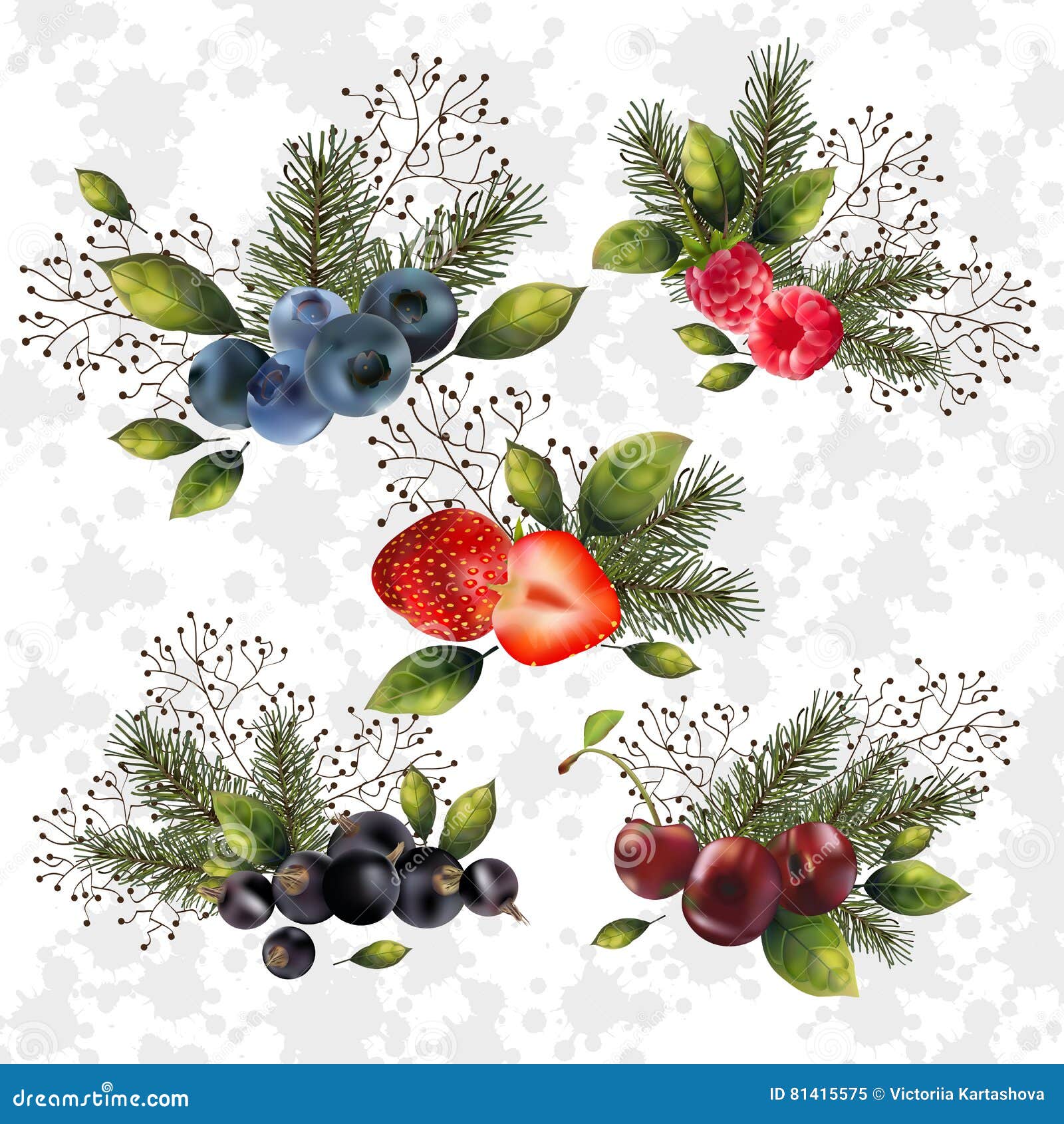 Christmas set of berries. stock vector. Illustration of food - 81415575