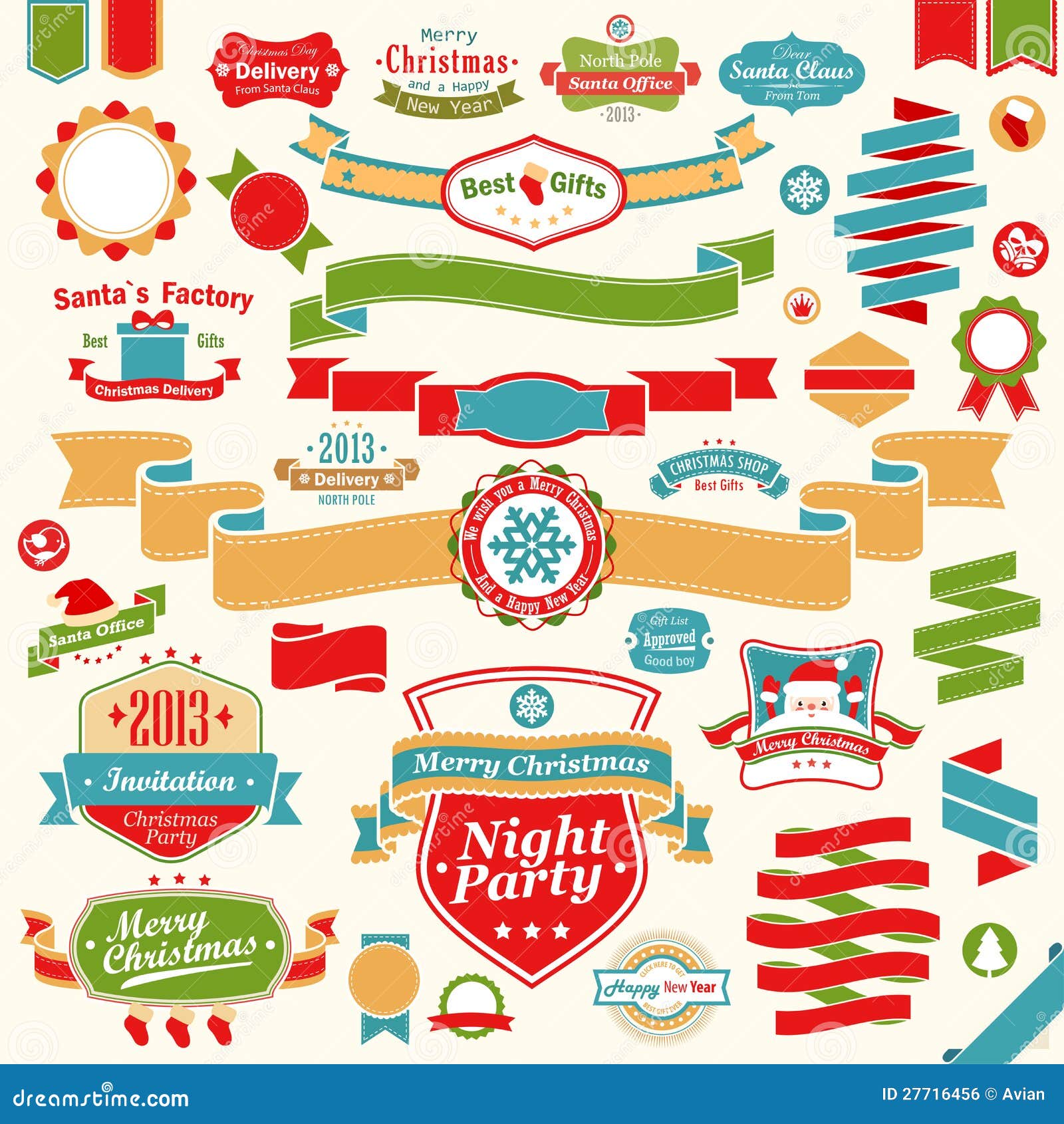Christmas Set - Colorful Ribbons Stock Vector - Illustration of ...