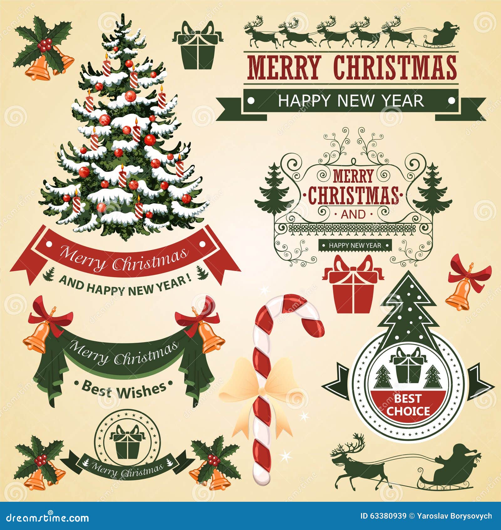 Christmas Set of Elements for Design Vector Stock Vector - Illustration ...