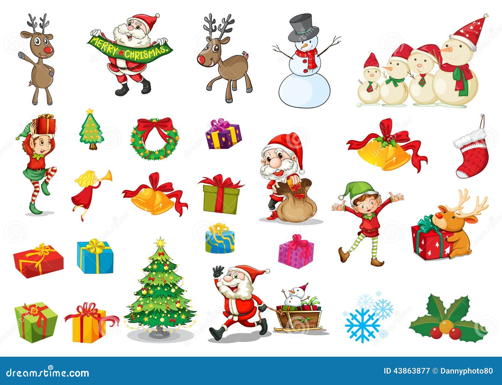 Christmas set stock vector. Illustration of gifts, cartoon - 43863877