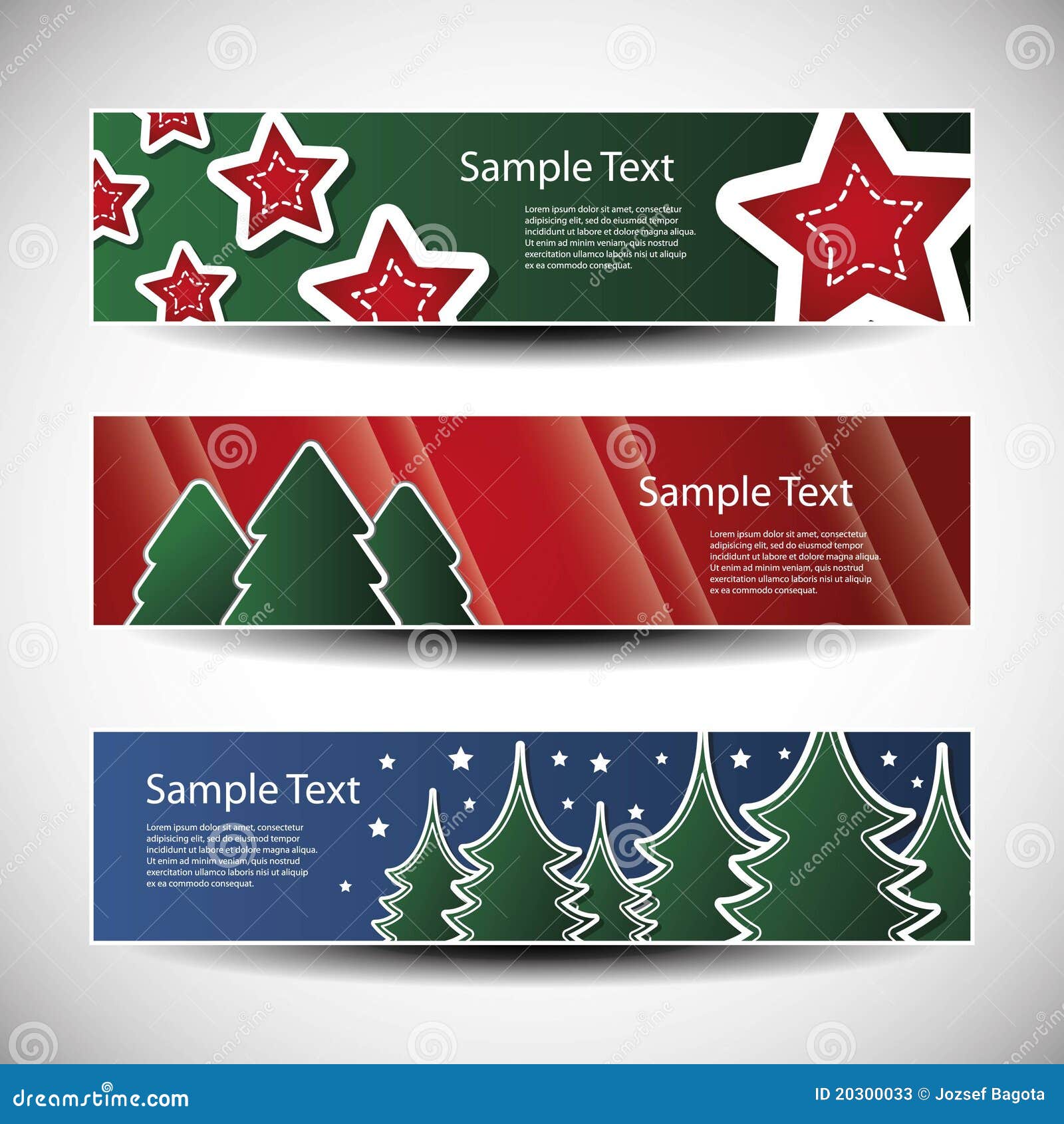 Christmas Set of Three Header Designs Stock Vector - Illustration of ...