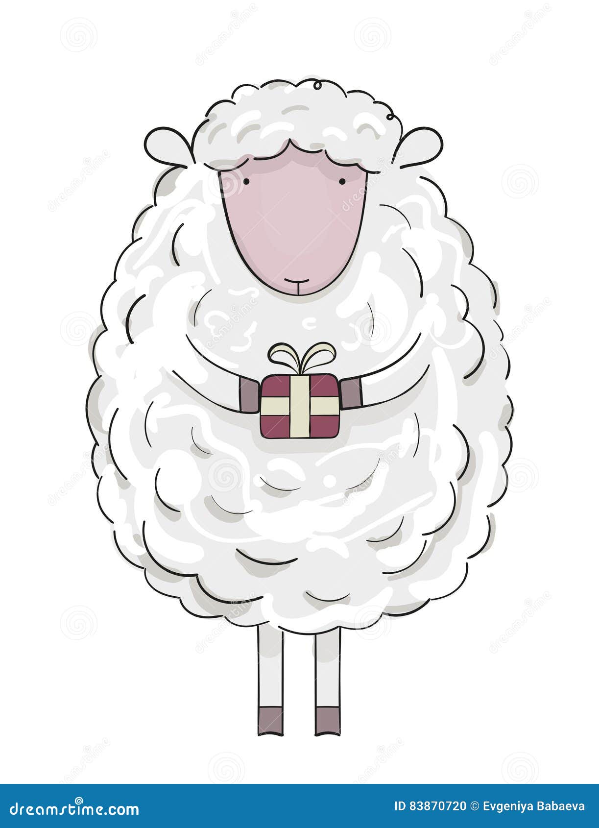 Christmas Sheep with Present. Stock Vector - Illustration of holiday ...