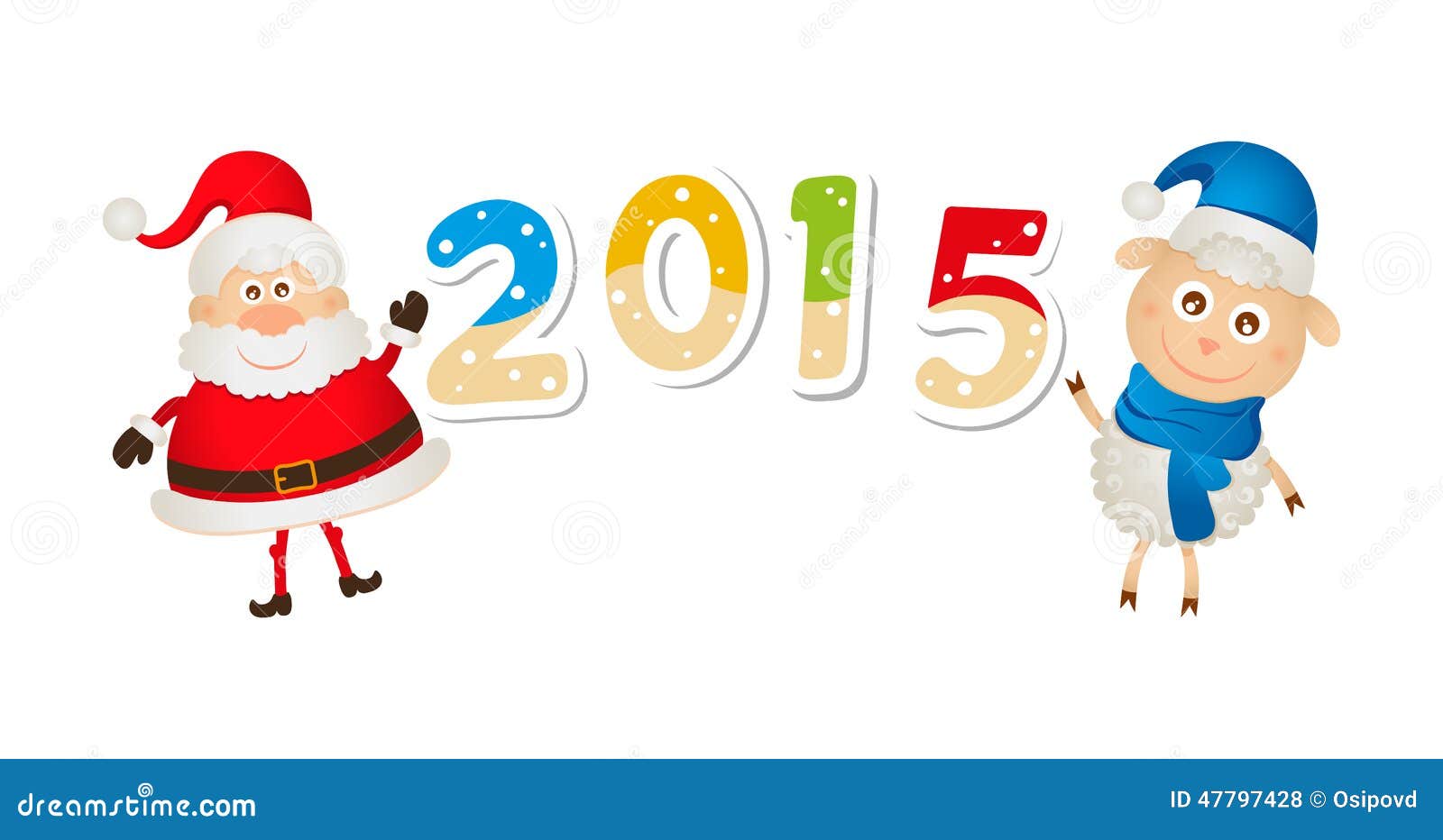 Christmas Sheep and Santa Claus with Numbers Stock Vector ...