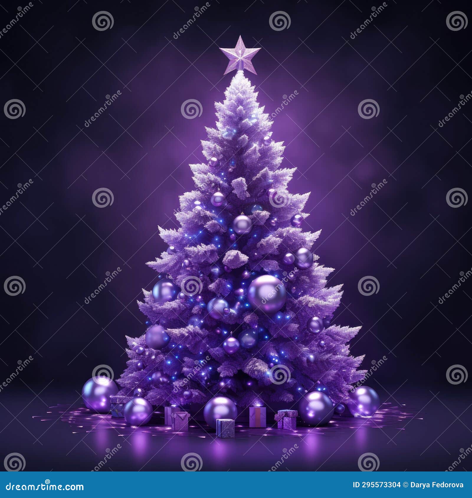 Christmas Shiny Purple Magic Fir Tree on Purple Background. Generative ...
