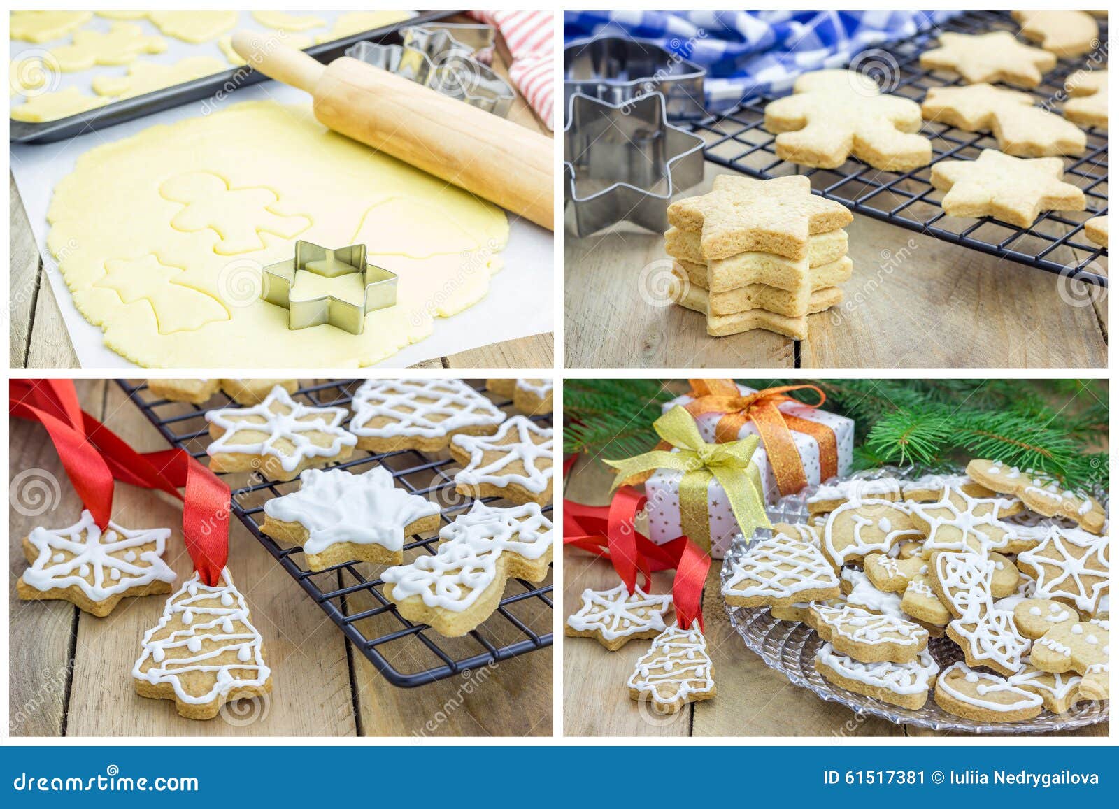 Christmas Shortbread Cookies, Collage Stock Image - Image of crunchy ...