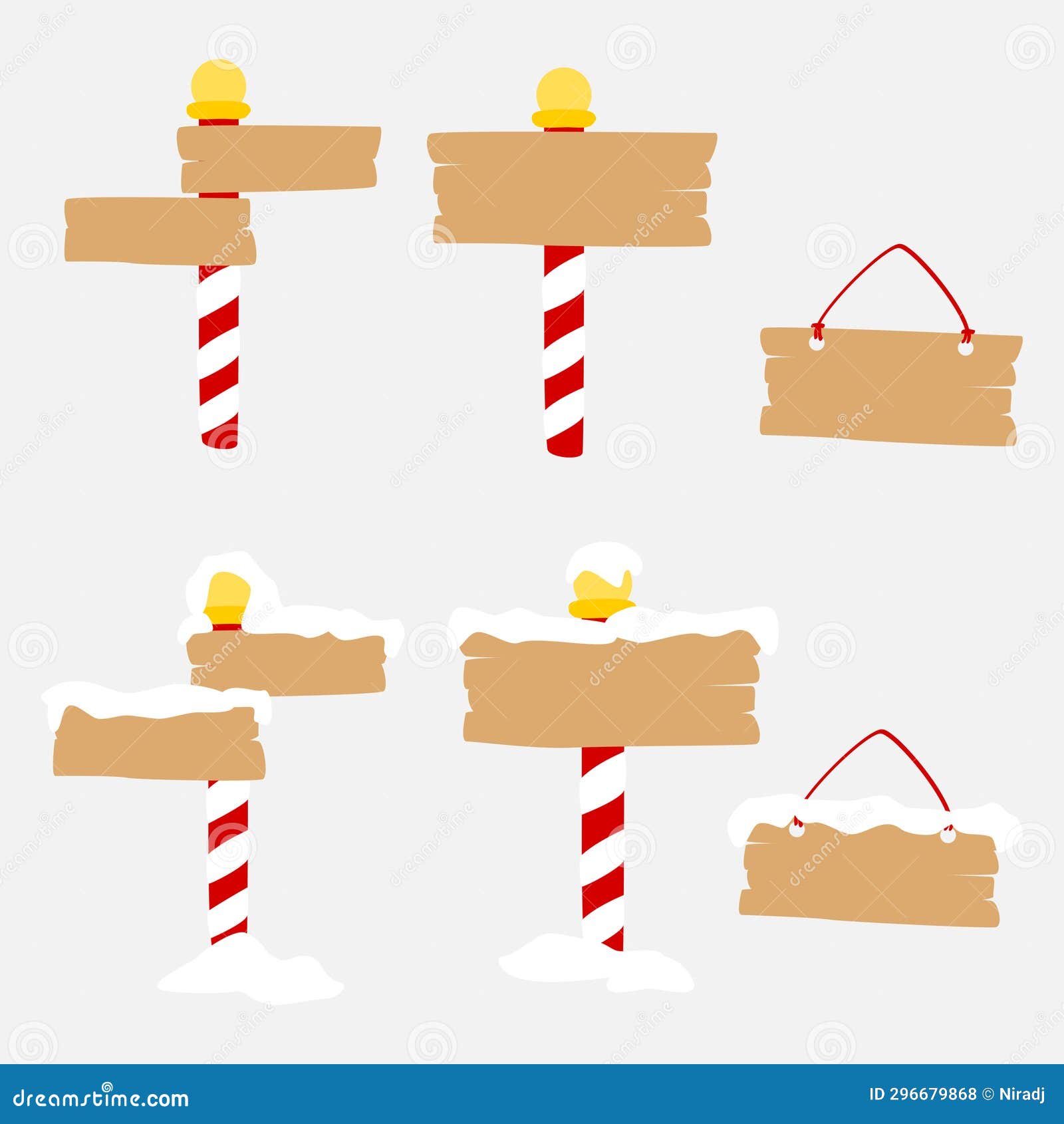 Christmas Sign Board in Winter with Snow Stock Illustration ...