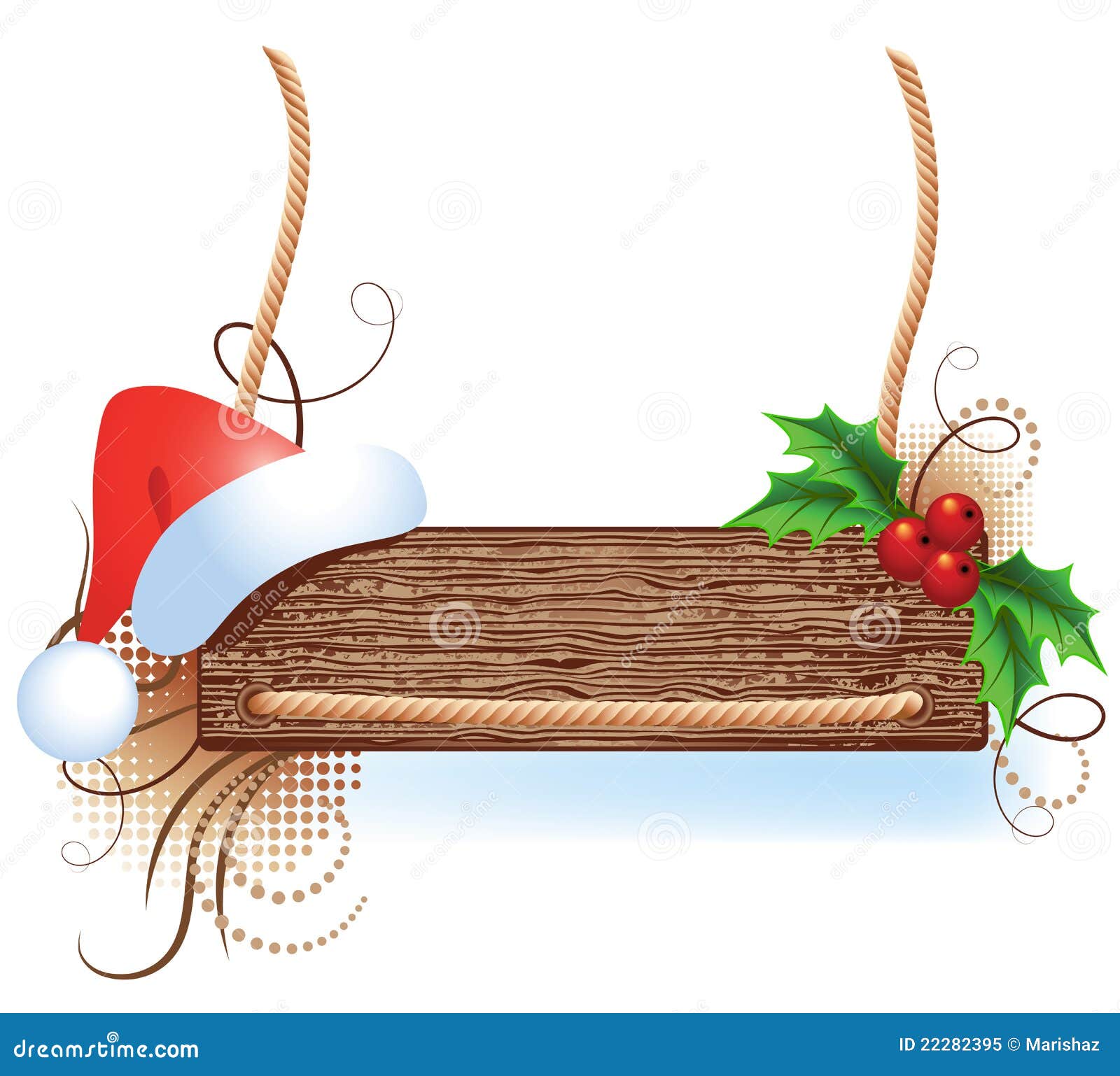 Christmas Signboard with Santa Hat Stock Vector - Illustration of rope ...