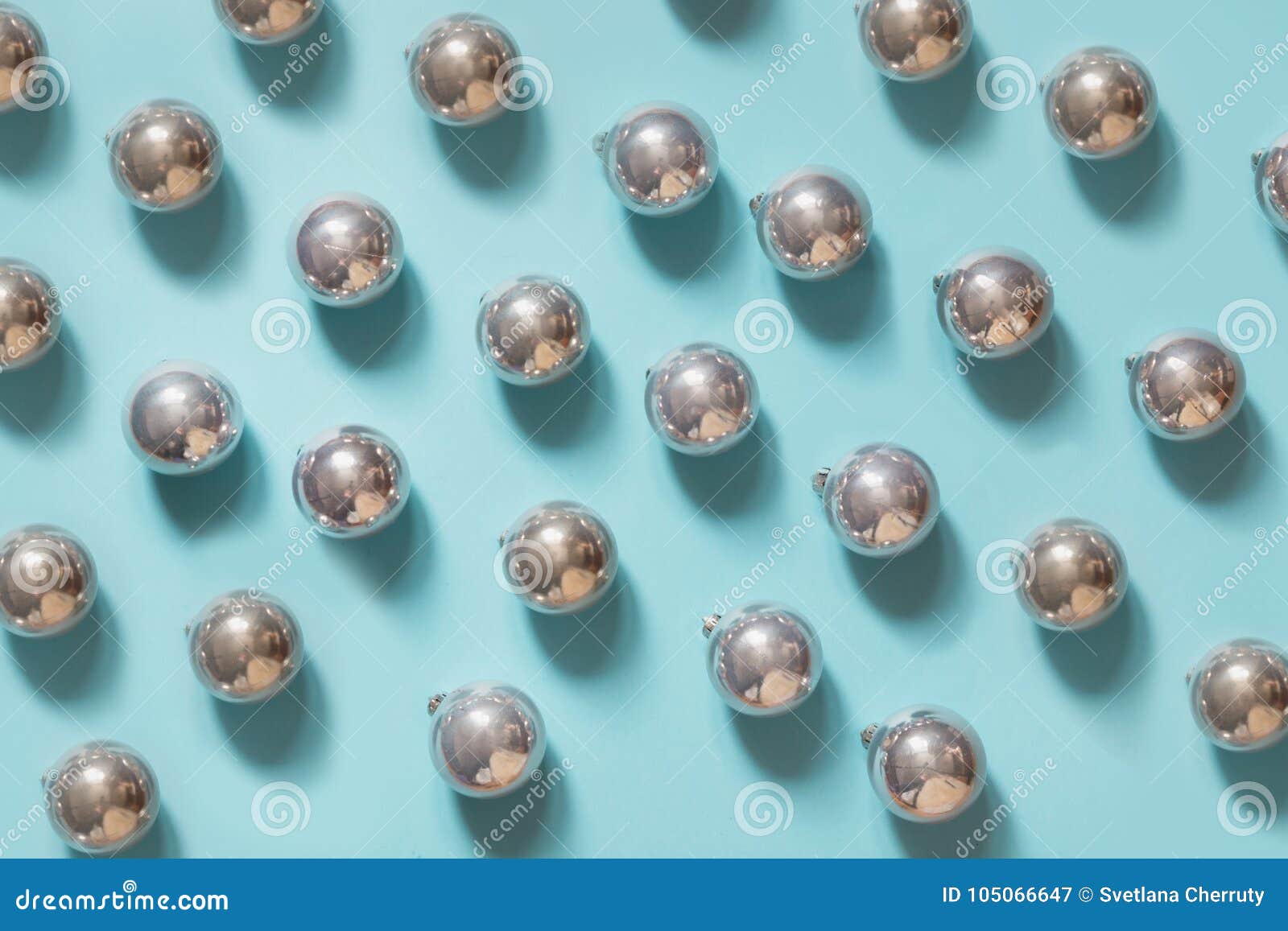 Christmas Silver Ball Background on Blue. Stock Image - Image of ...