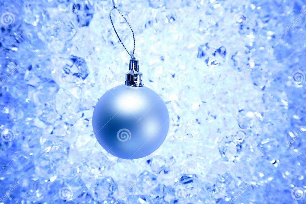 Christmas Silver Bauble on Blue Winter Ice Stock Photo - Image of glass ...