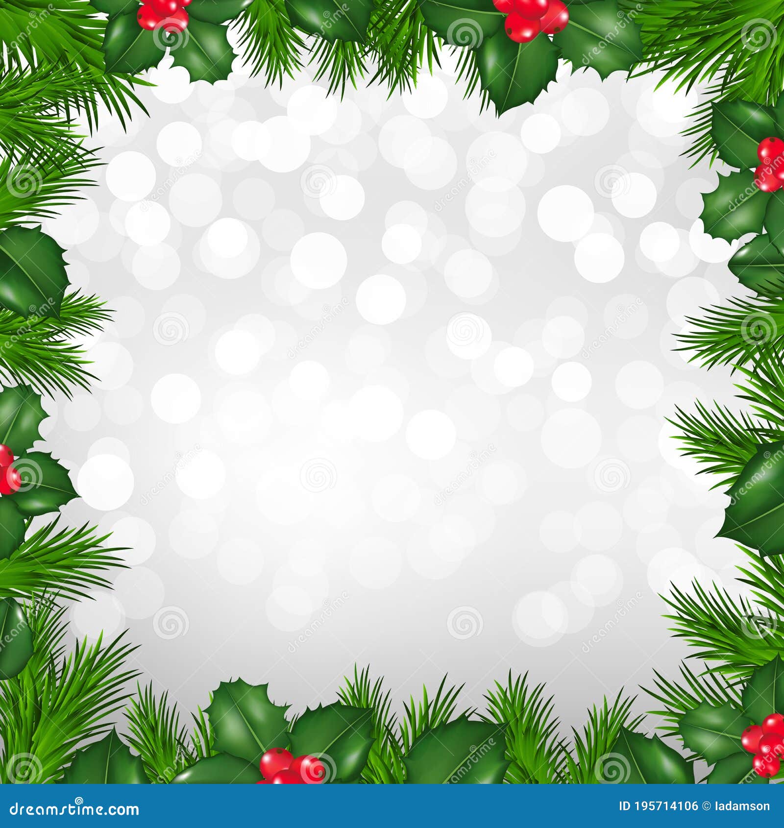 Christmas Silver Border from Holly Berry Stock Vector - Illustration of ...