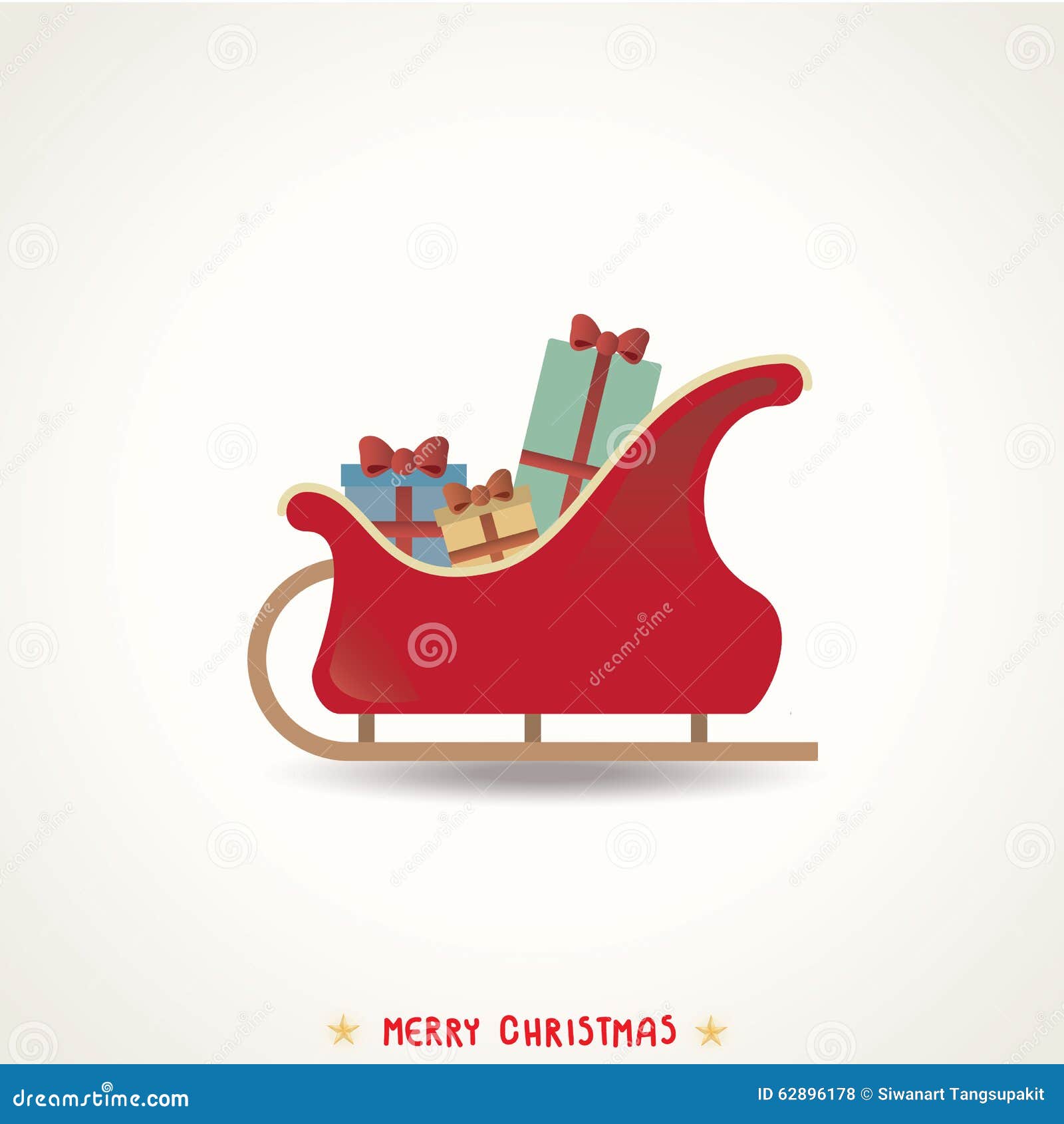 Christmas Sled With Gift Boxes. Vector Illustration In Cartoon Flat ...