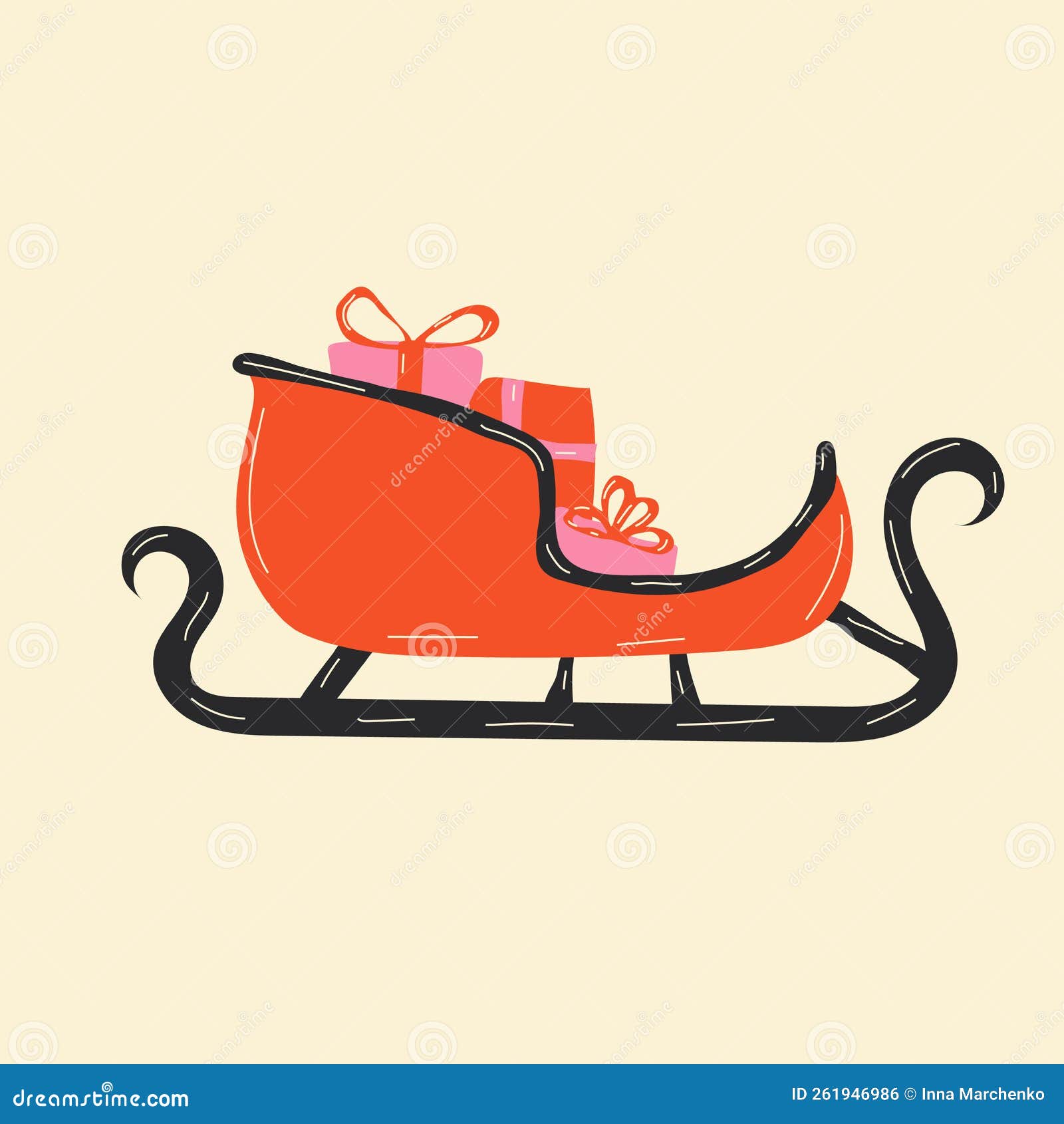 Christmas Sleigh with Gifts and Christmas Tree. Stock Vector ...