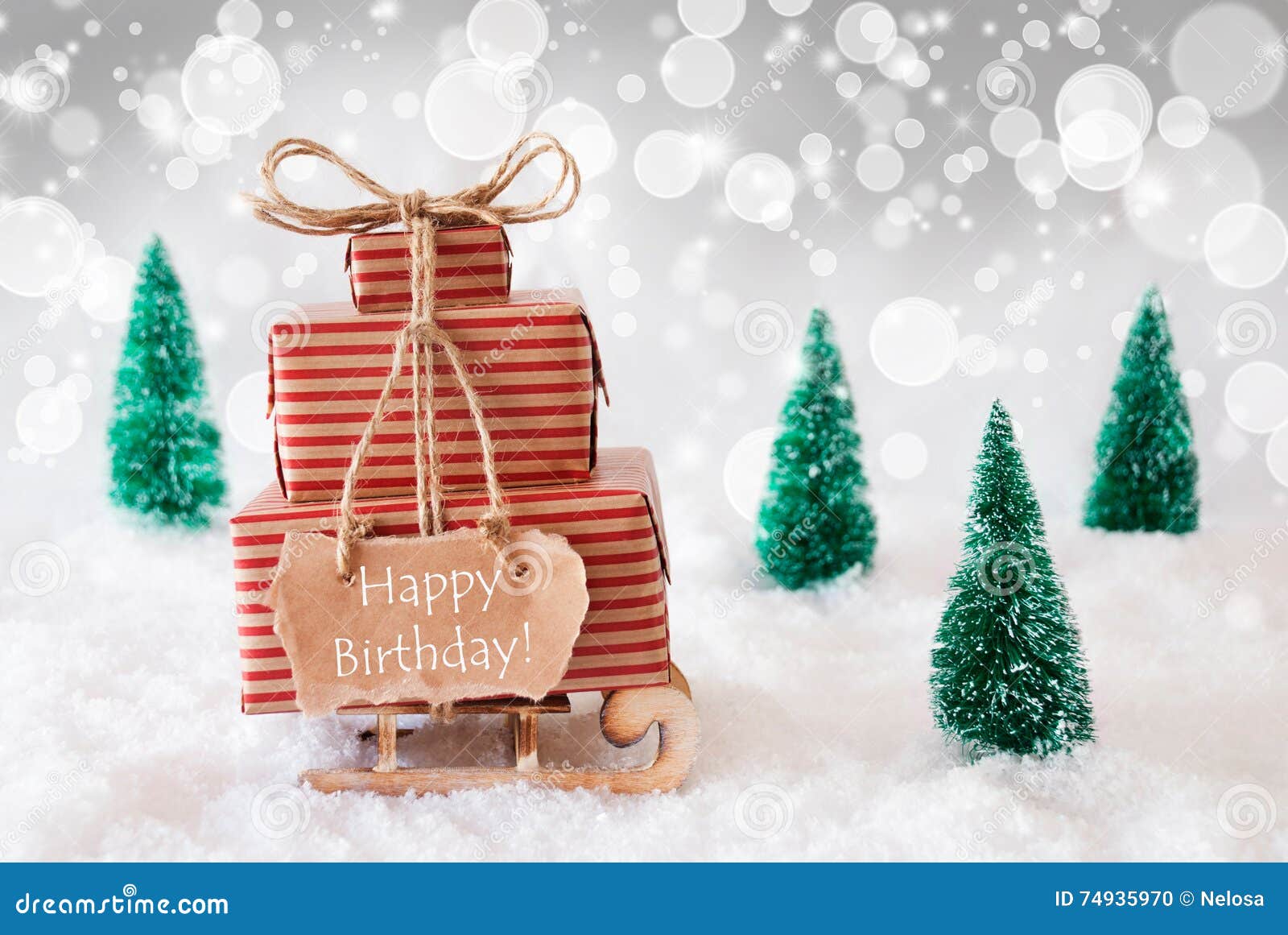 Christmas Sleigh on White Background, Happy Birthday Stock Photo ... Christmas Sleigh on White Background, Happy Birthday Stock Photo ...