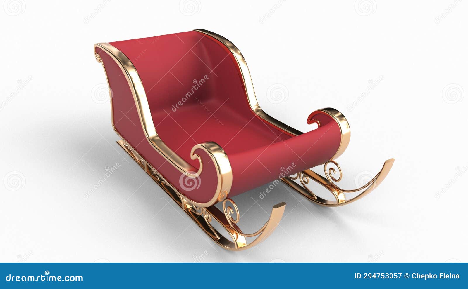 The Christmas Sleigh, Santa S Sled, 3d Render. Isolate on White Stock ...