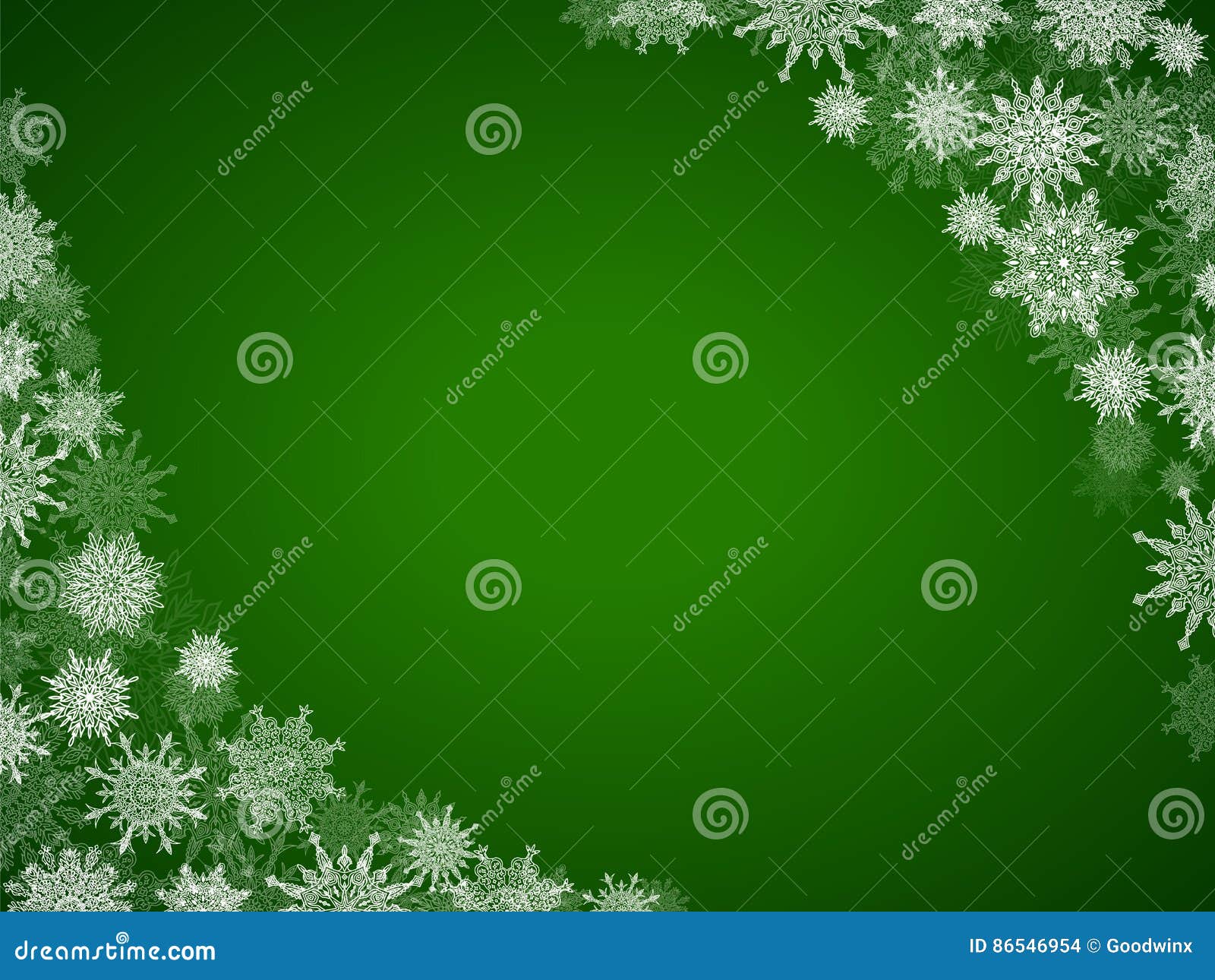 Christmas Snow Background Frame with Snowflakes Green Stock Vector ...