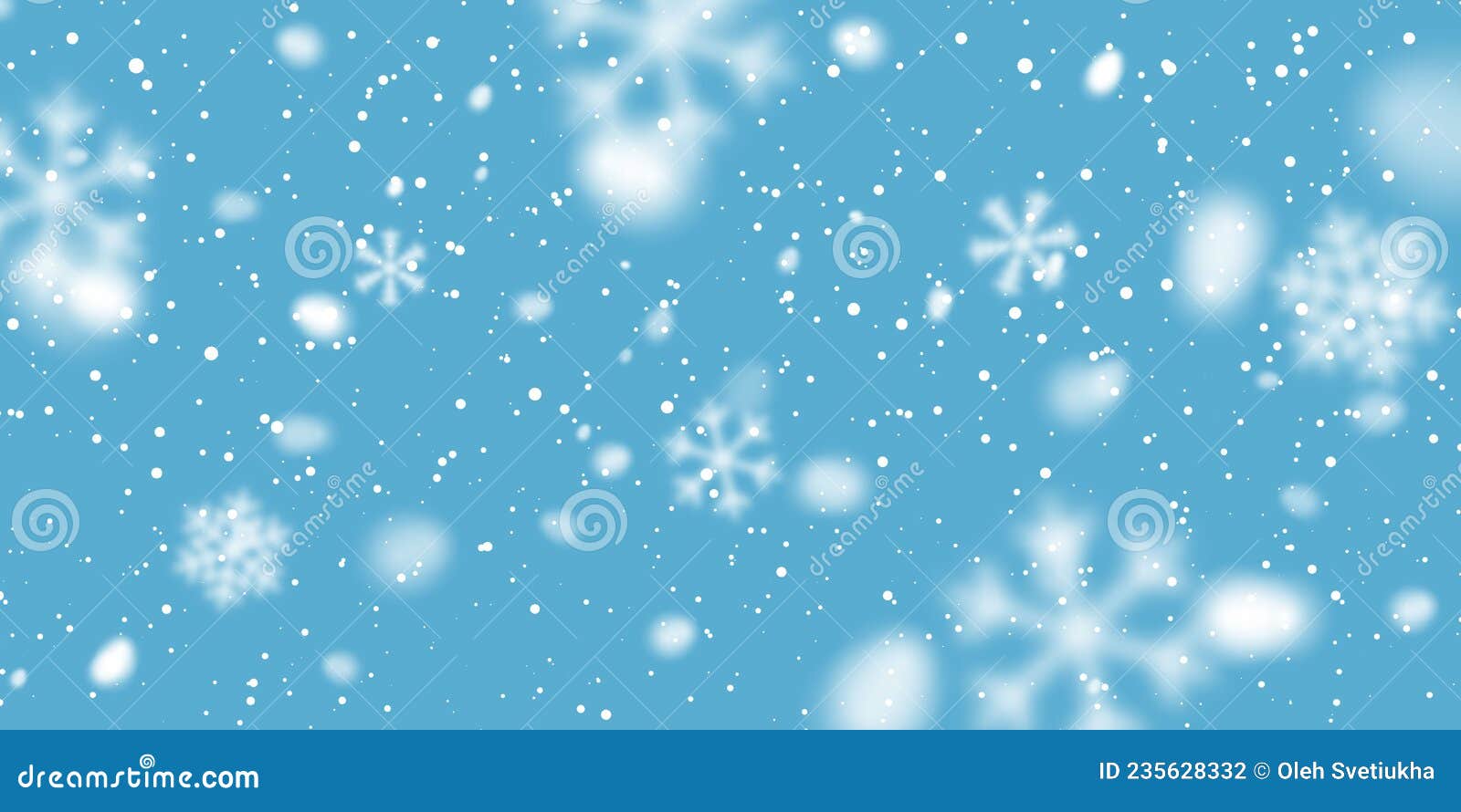 Christmas Snow. Falling Snowflakes on Blue Background. Snowfall Stock ...