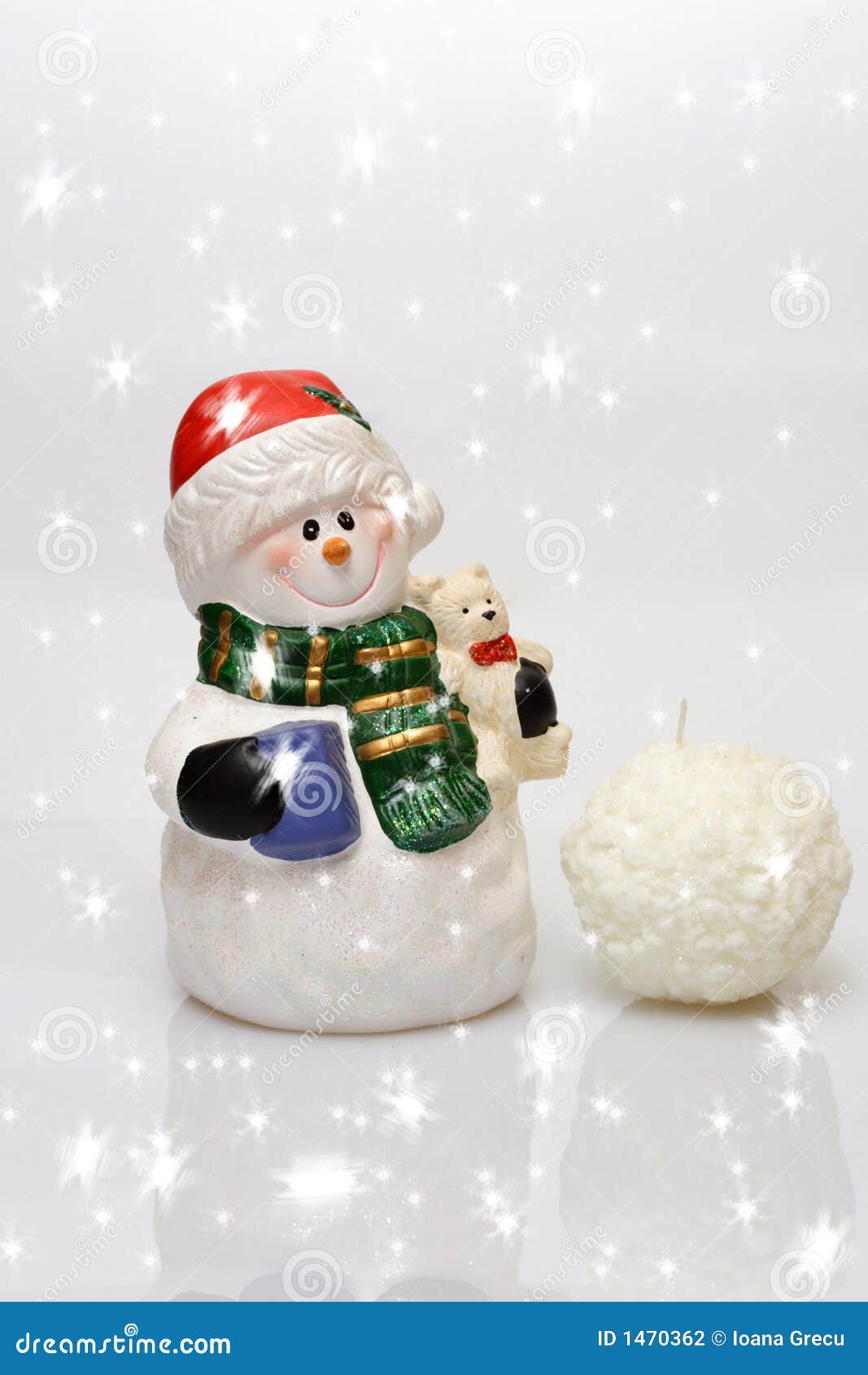 Christmas Snow Falling on Snowman Stock Photo - Image of greetings ...