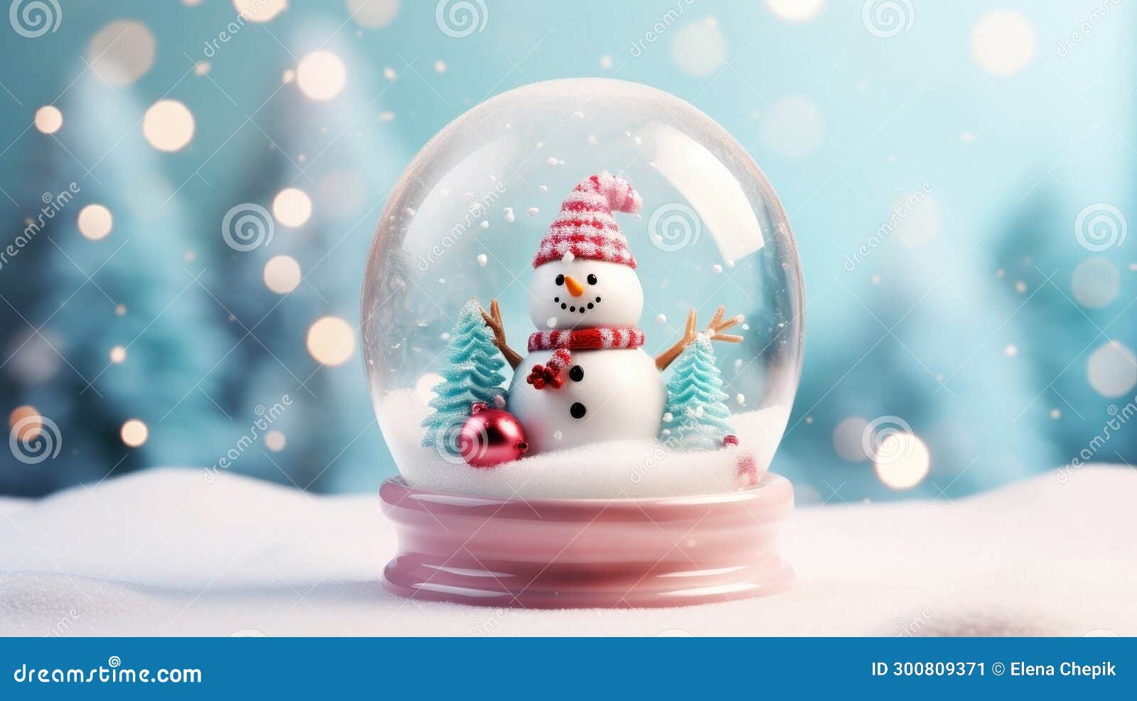 Christmas Snow Globe with Cute Snowman. Magical Snow Globe with ...