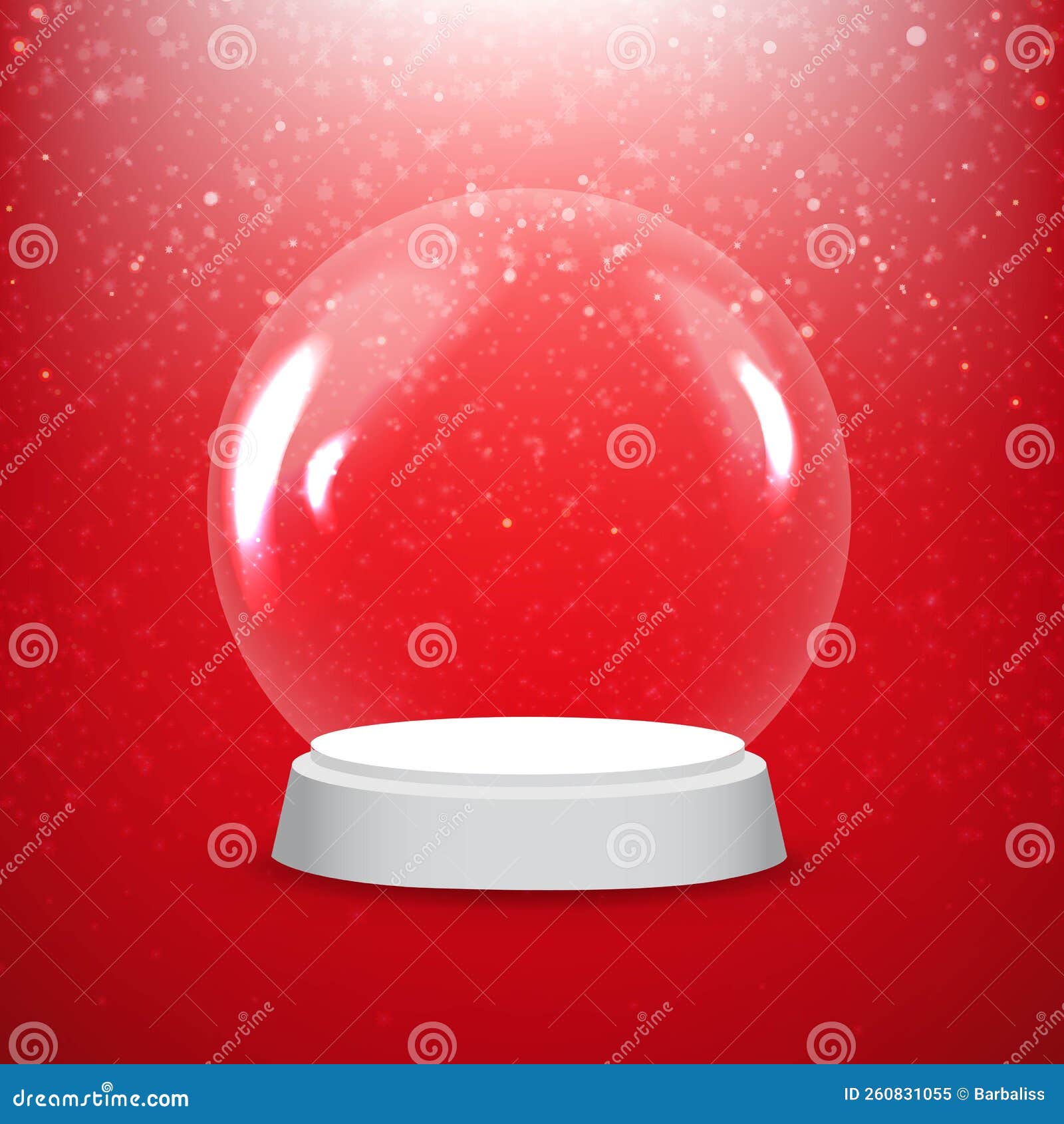 Christmas Snow Globe Red Background Stock Illustration - Illustration ...