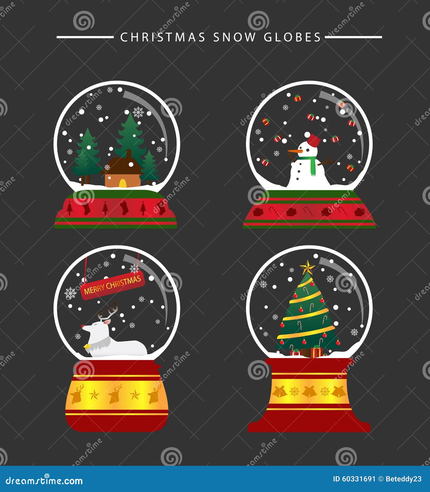 Christmas Snow Globes stock vector. Illustration of falling - 60331691