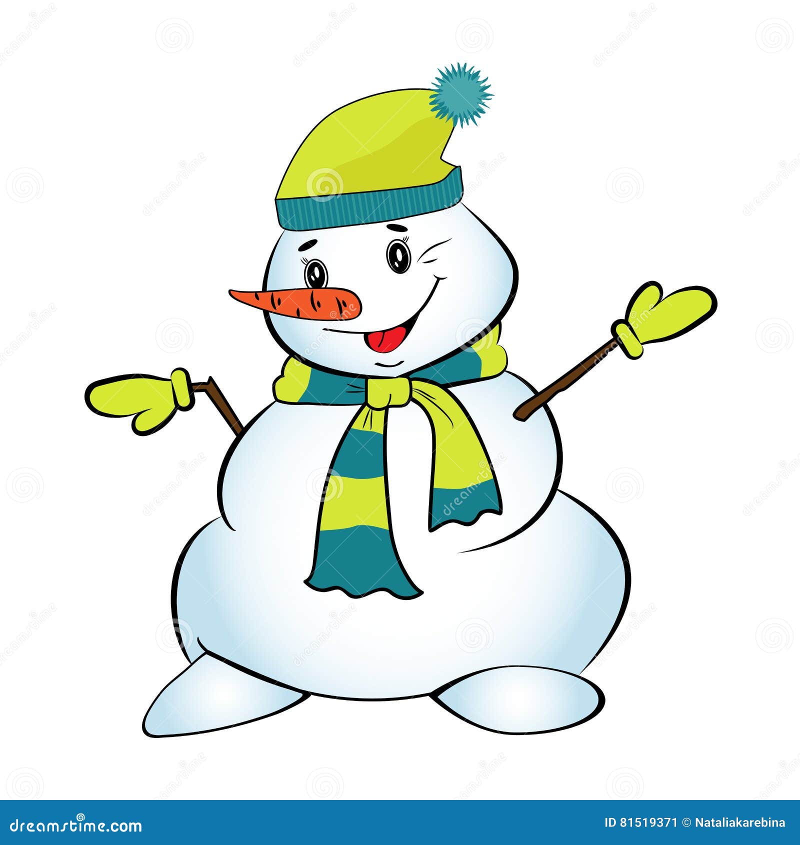 Christmas Snowman in a Cap and Scarf. Vector Stock Vector ...