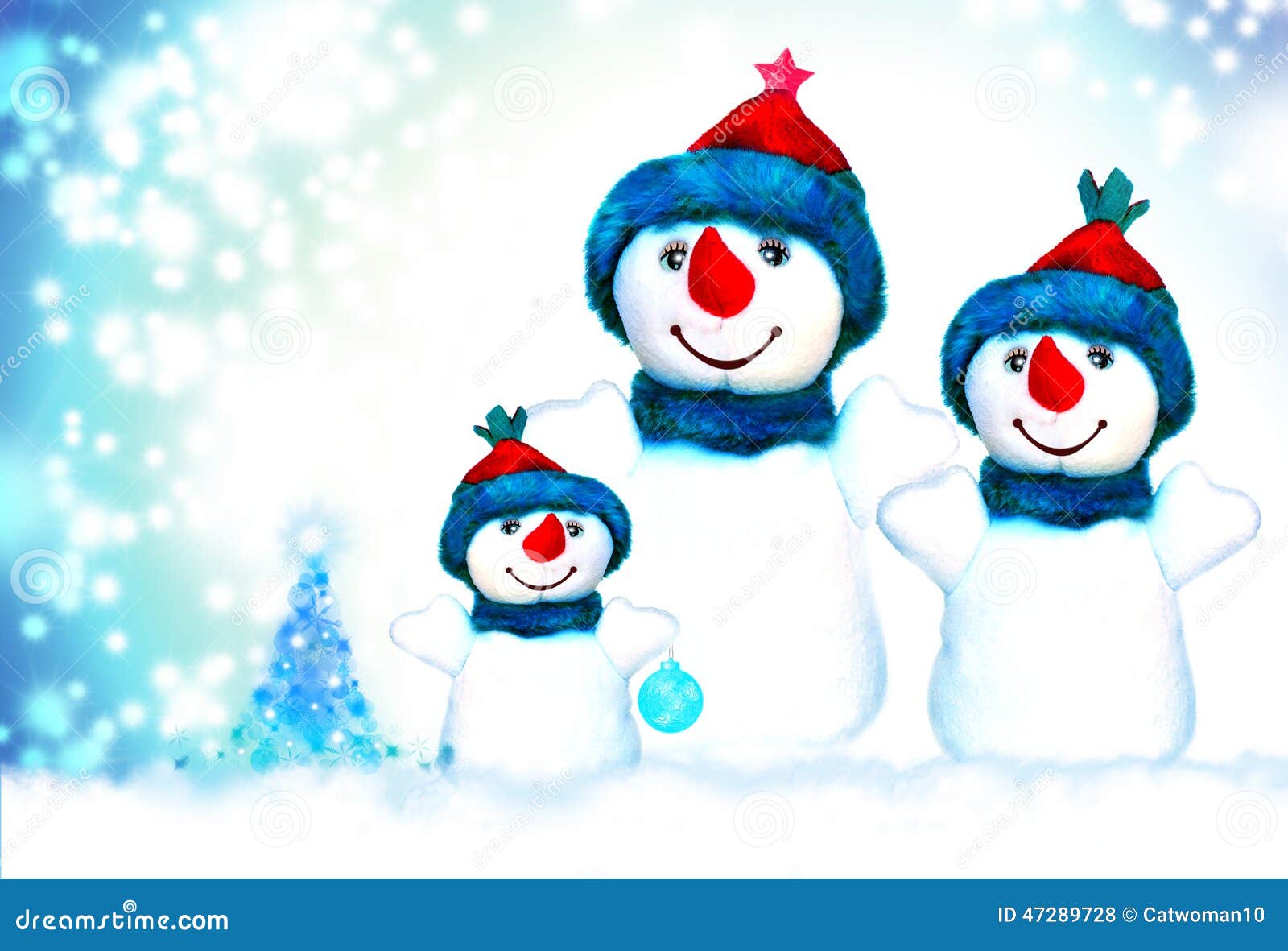 Christmas, Snowman and Family Stock Photo - Image of snow, snowball ...