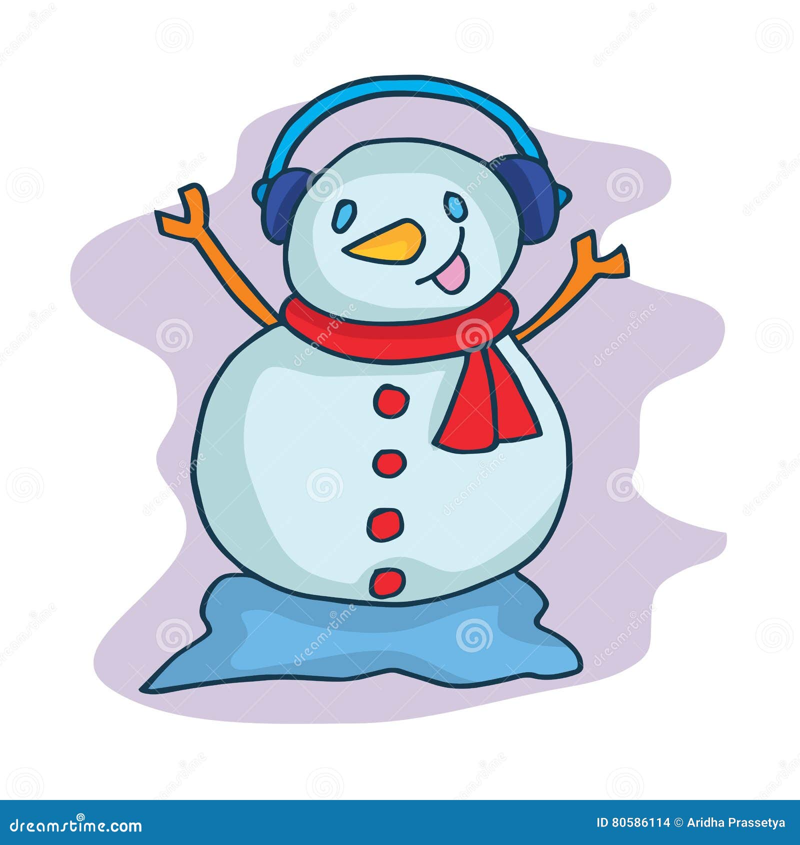 Christmas Snowman with Headphone Cartoon Stock Vector - Illustration of ...