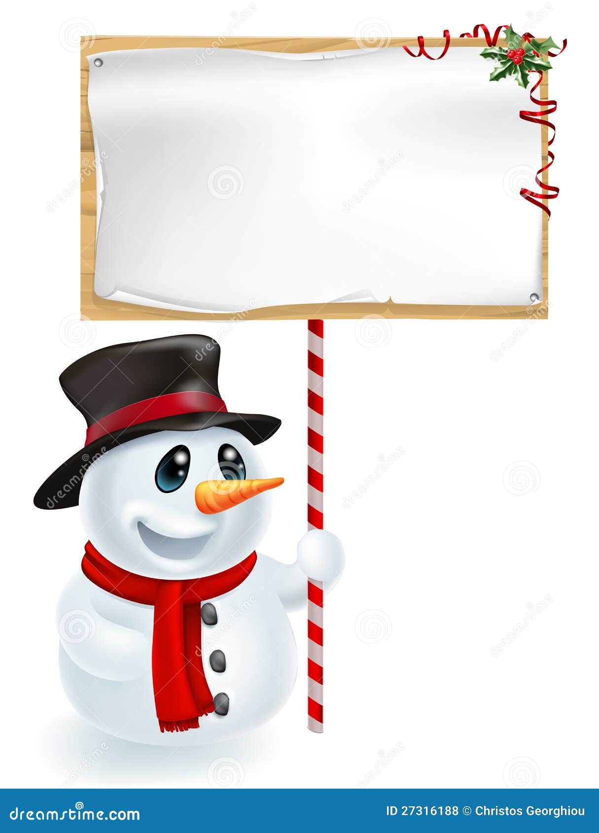 Christmas Snowman Holding Sign Stock Vector - Illustration of design ...