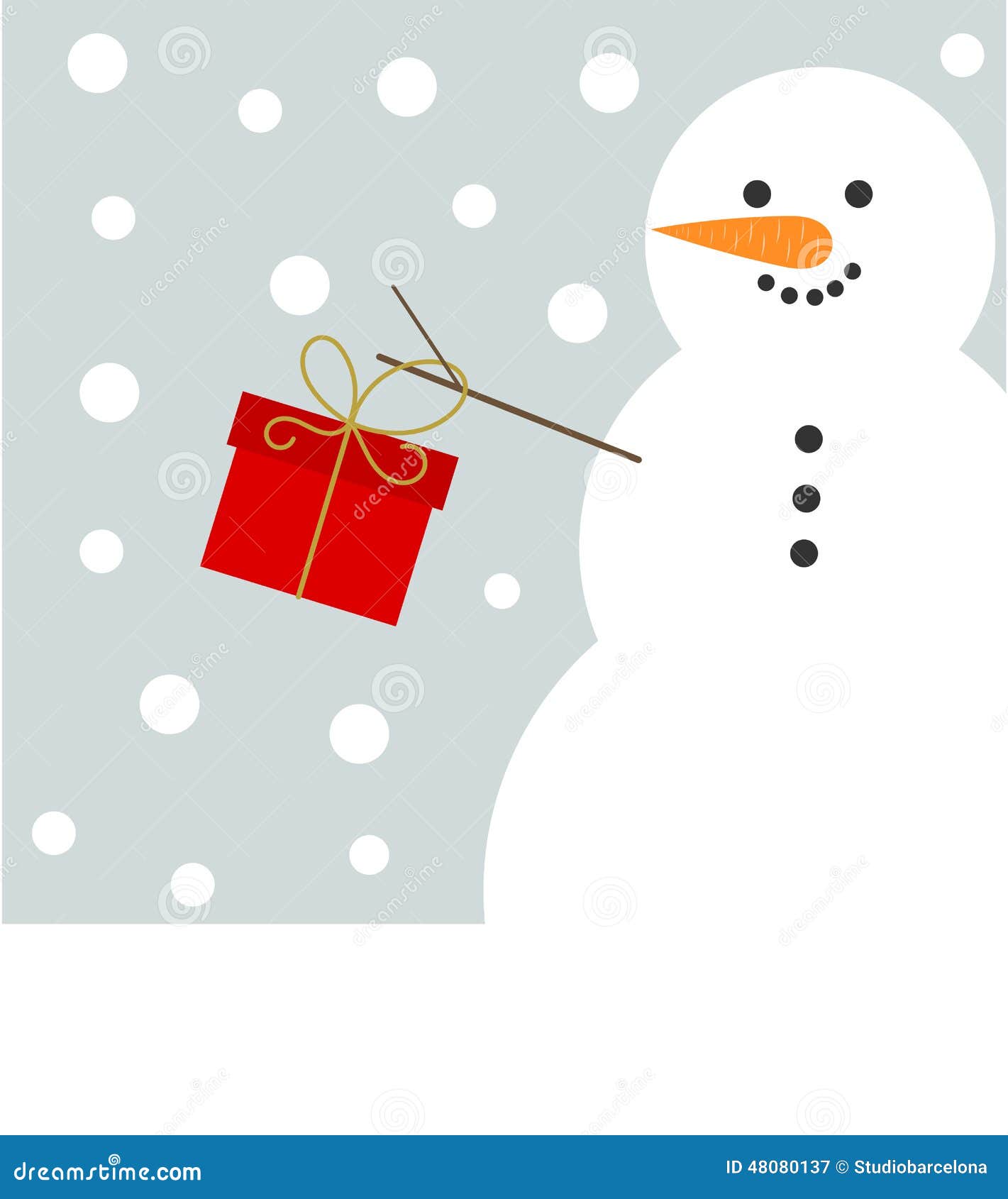 Christmas Snowman with Present Stock Vector - Illustration of landscape ...