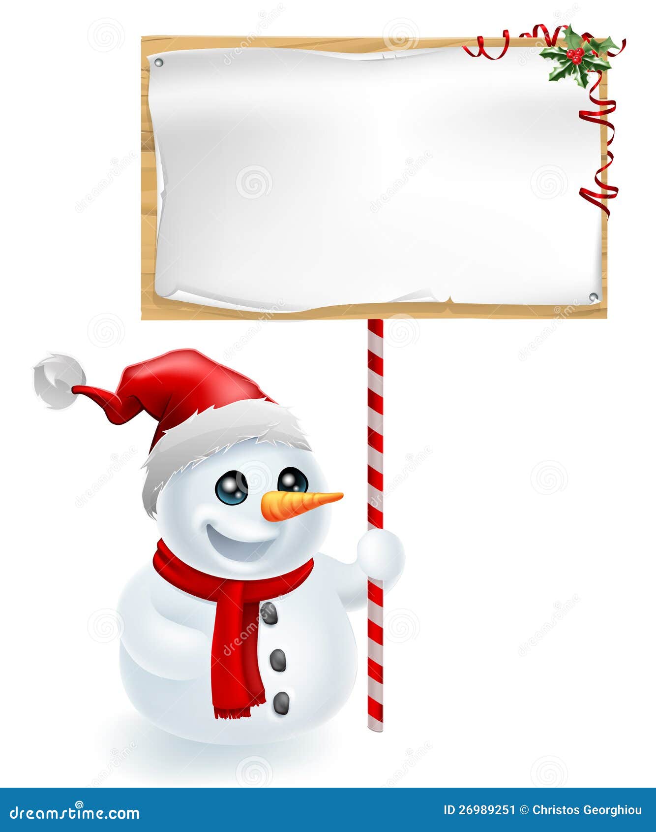 Christmas Snowman and Sign stock vector. Illustration of carrot - 26989251