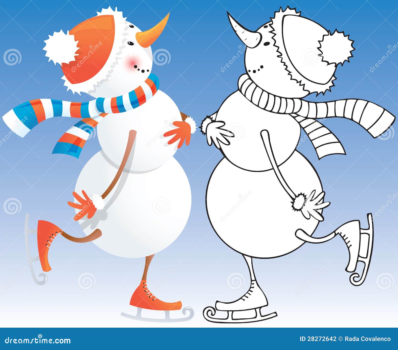 Christmas Snowman on Skates Stock Vector - Illustration of christmas ...