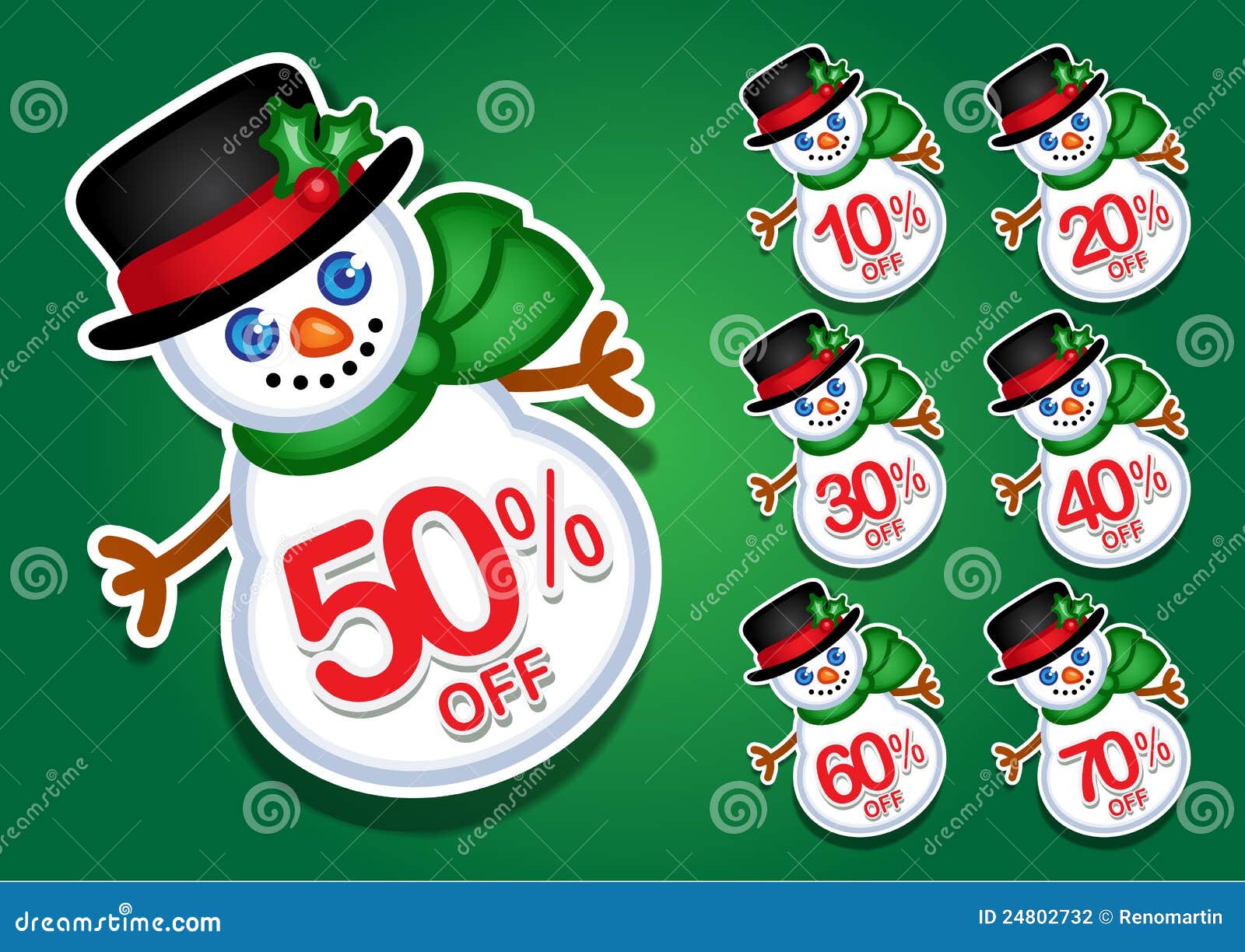 Christmas Snowman Vector Discount Stickers / Seals Stock Vector ...