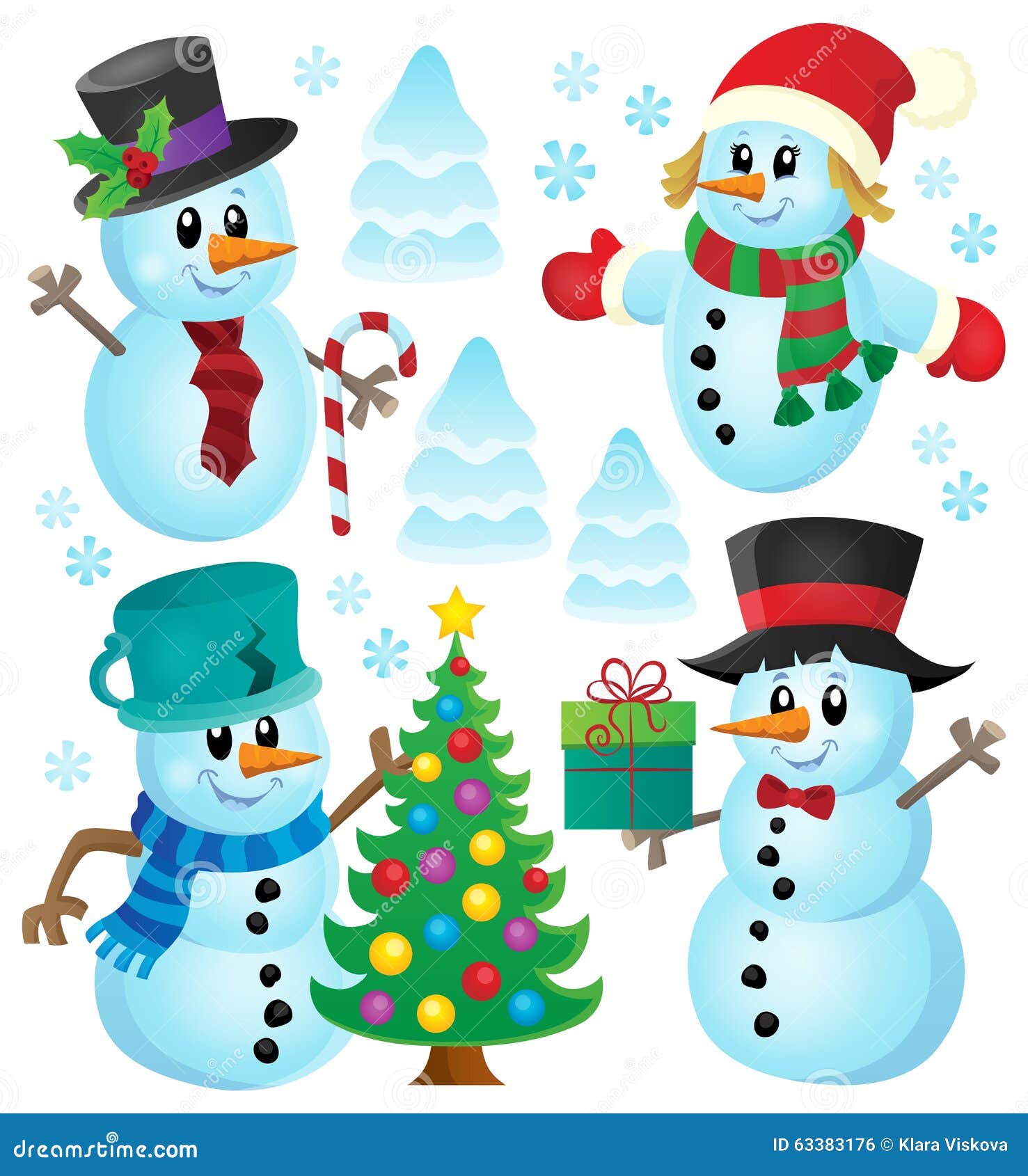 Christmas Snowmen Theme Collection 1 Stock Vector - Illustration of ...