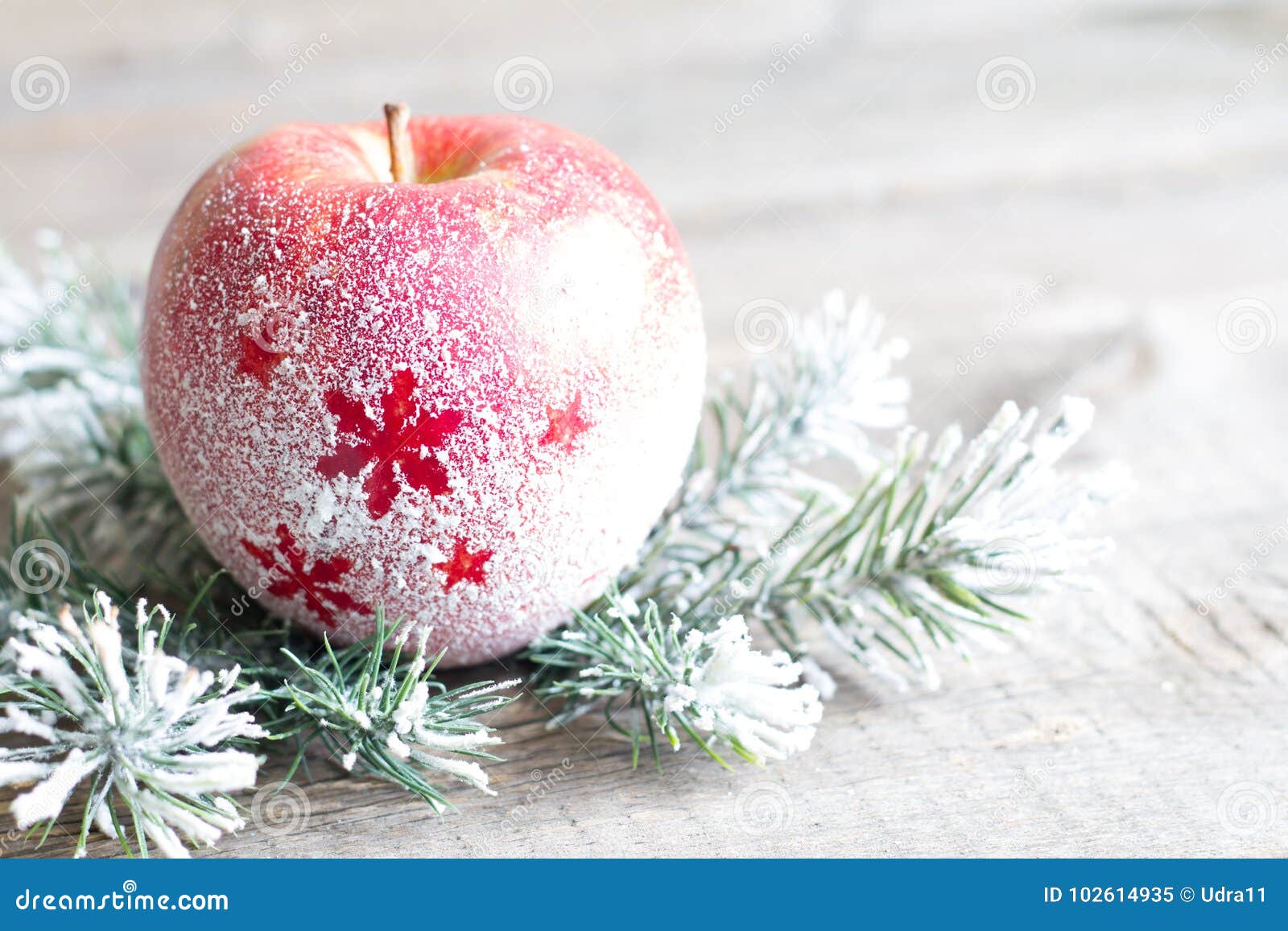 Christmas Snowy Apple with Tree Abstract Background Concept Stock Image ...