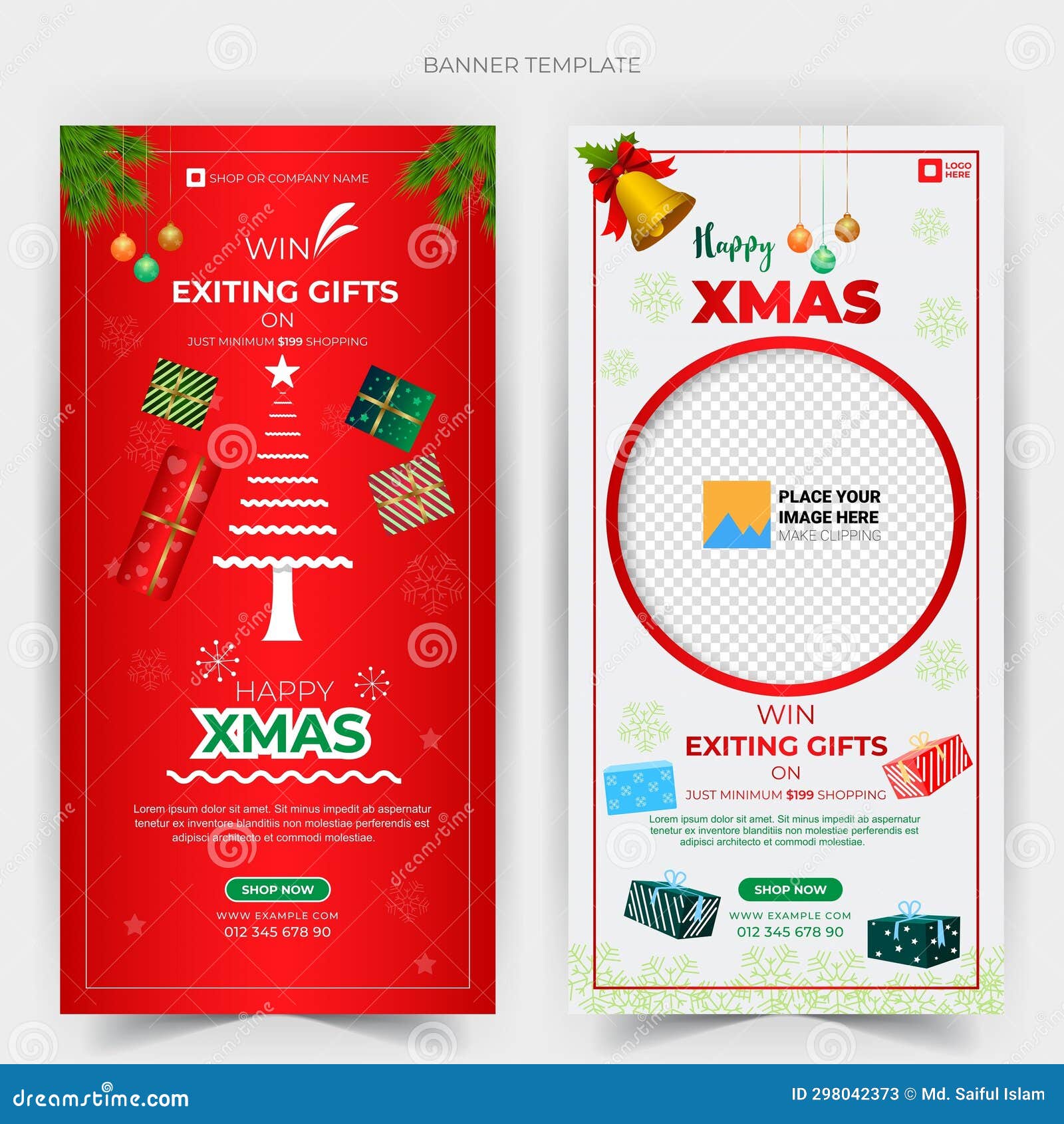 Christmas Social Media Post Twon-in-one Banner Template Stock ...