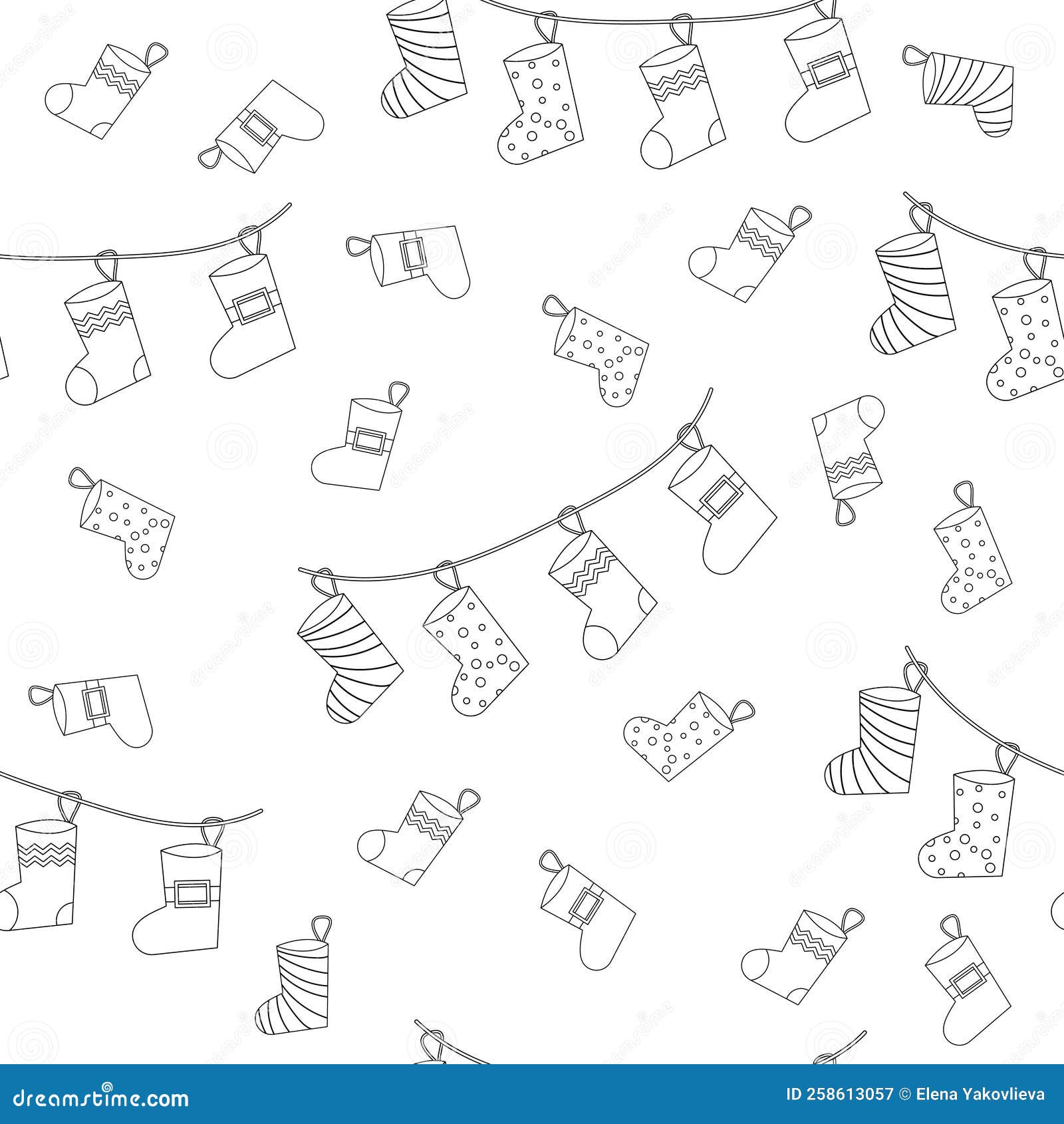 Christmas Sock Pattern for Gifts Outline. Vector Stock Vector ...