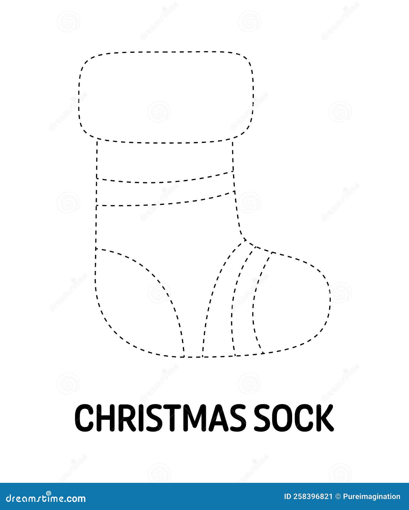 Christmas Sock Tracing Worksheet for Kids Stock Vector - Illustration ...