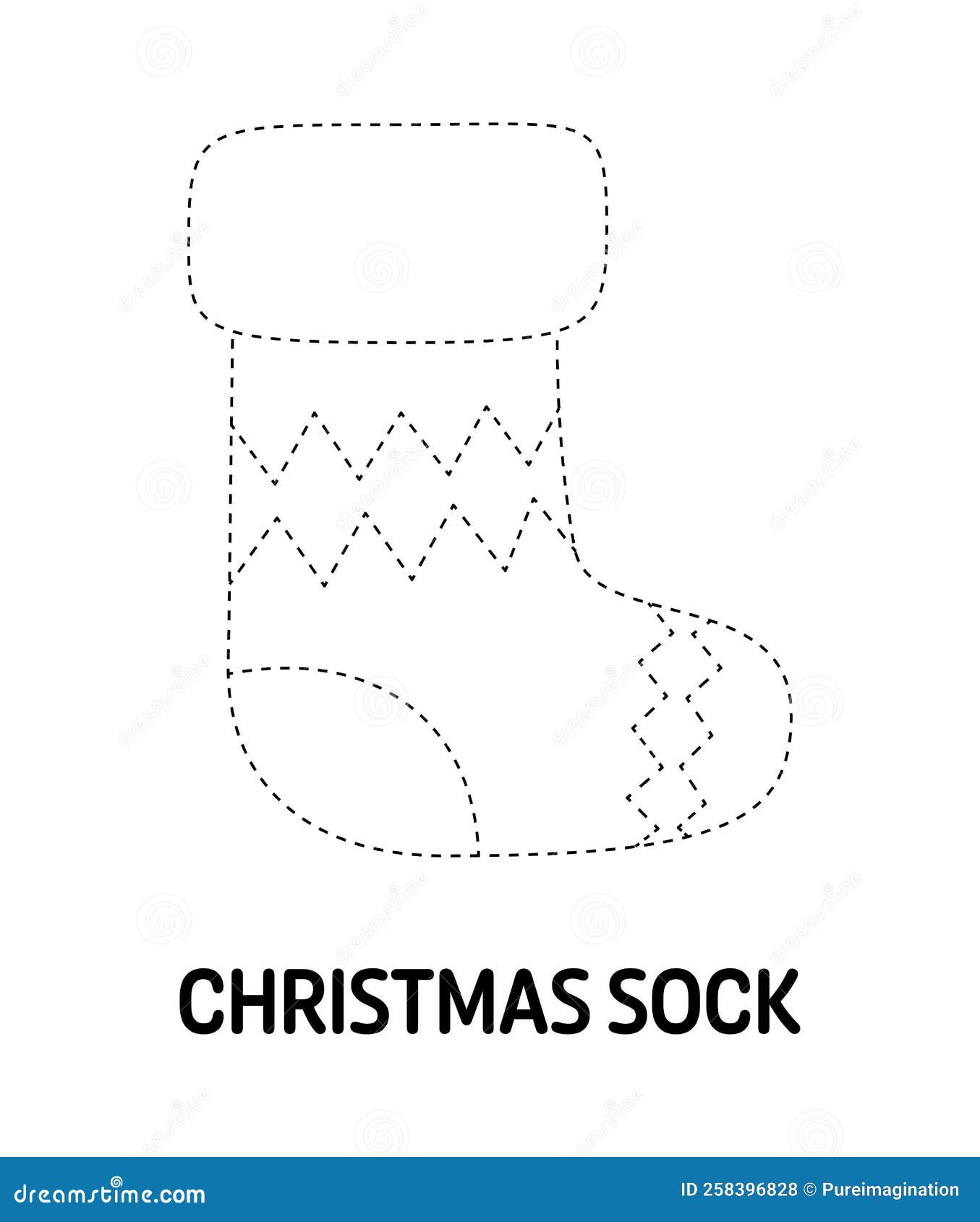 Christmas Sock Tracing Worksheet for Kids Stock Vector - Illustration ...