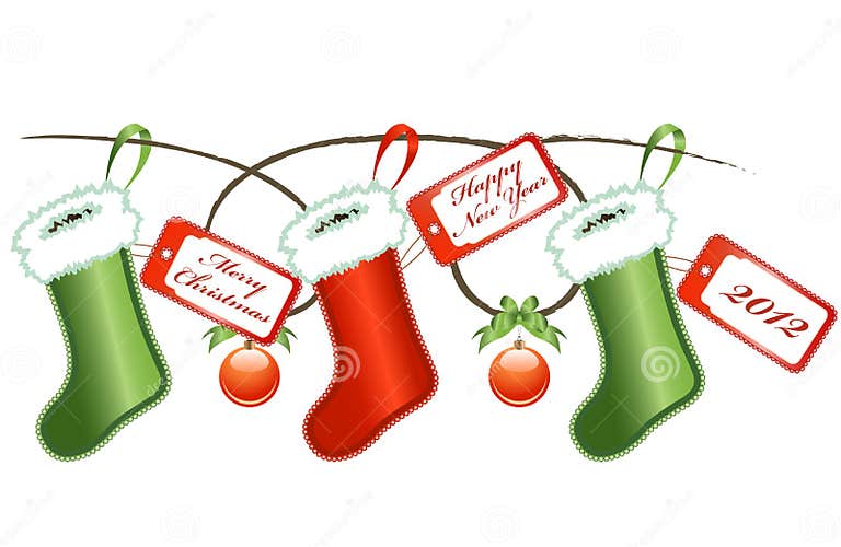 Christmas Socks with Labels Stock Vector - Illustration of decorate ...