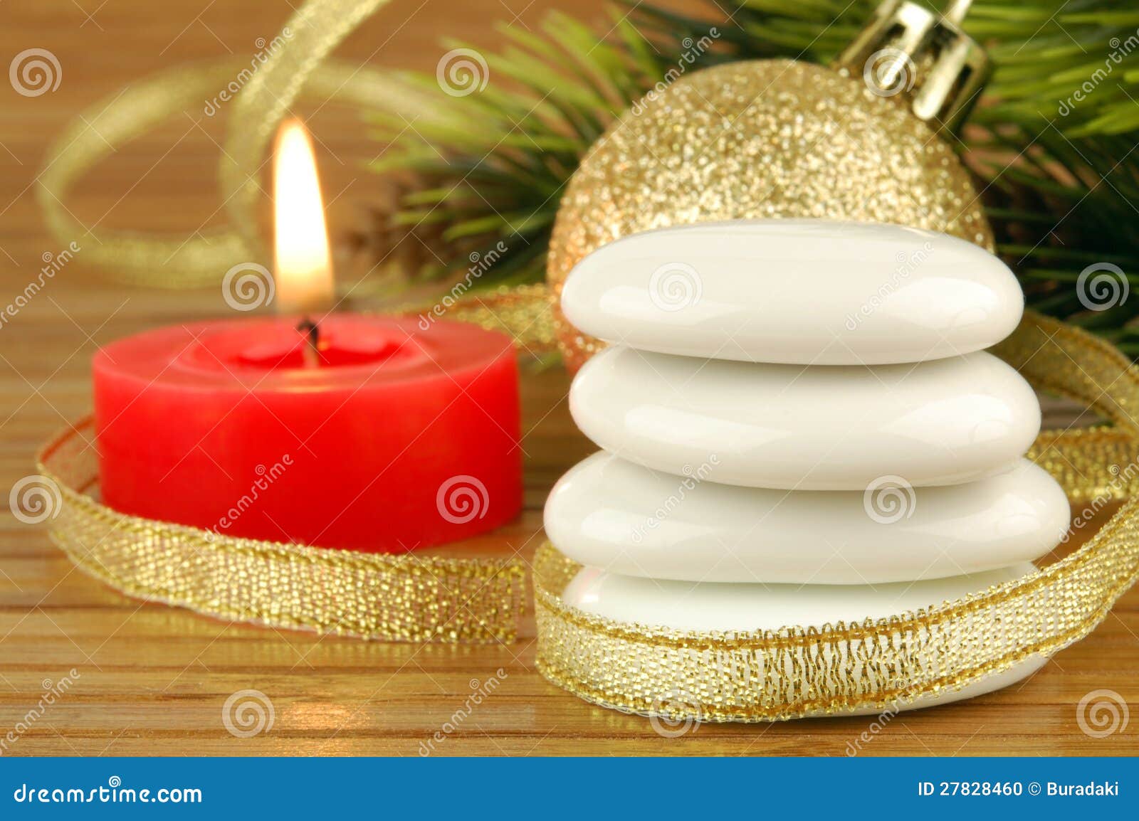 Christmas spa stock photo. Image of fire, ribbon, pebble - 27828460