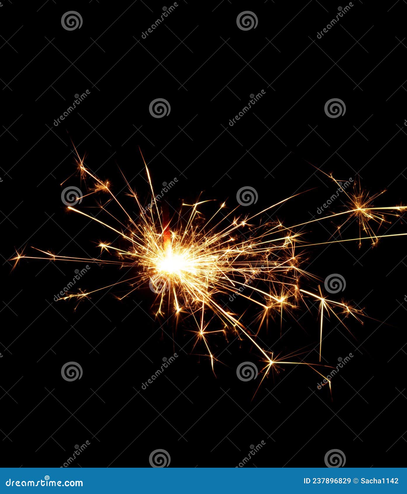 Christmas Sparkler Isolated on Black. Fuse Burning Stock Image - Image ...